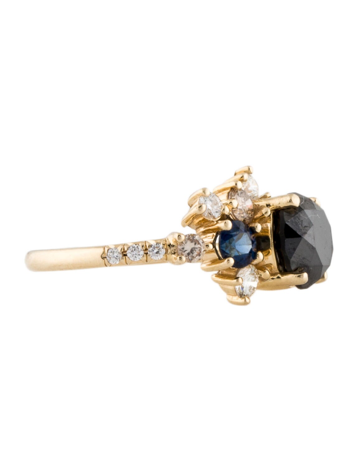 Mociun 14K 2.13ct Diamond, Sapphire & Topaz Vega Cocktail Ring - 14K Yellow Gold Cocktail Ring ...