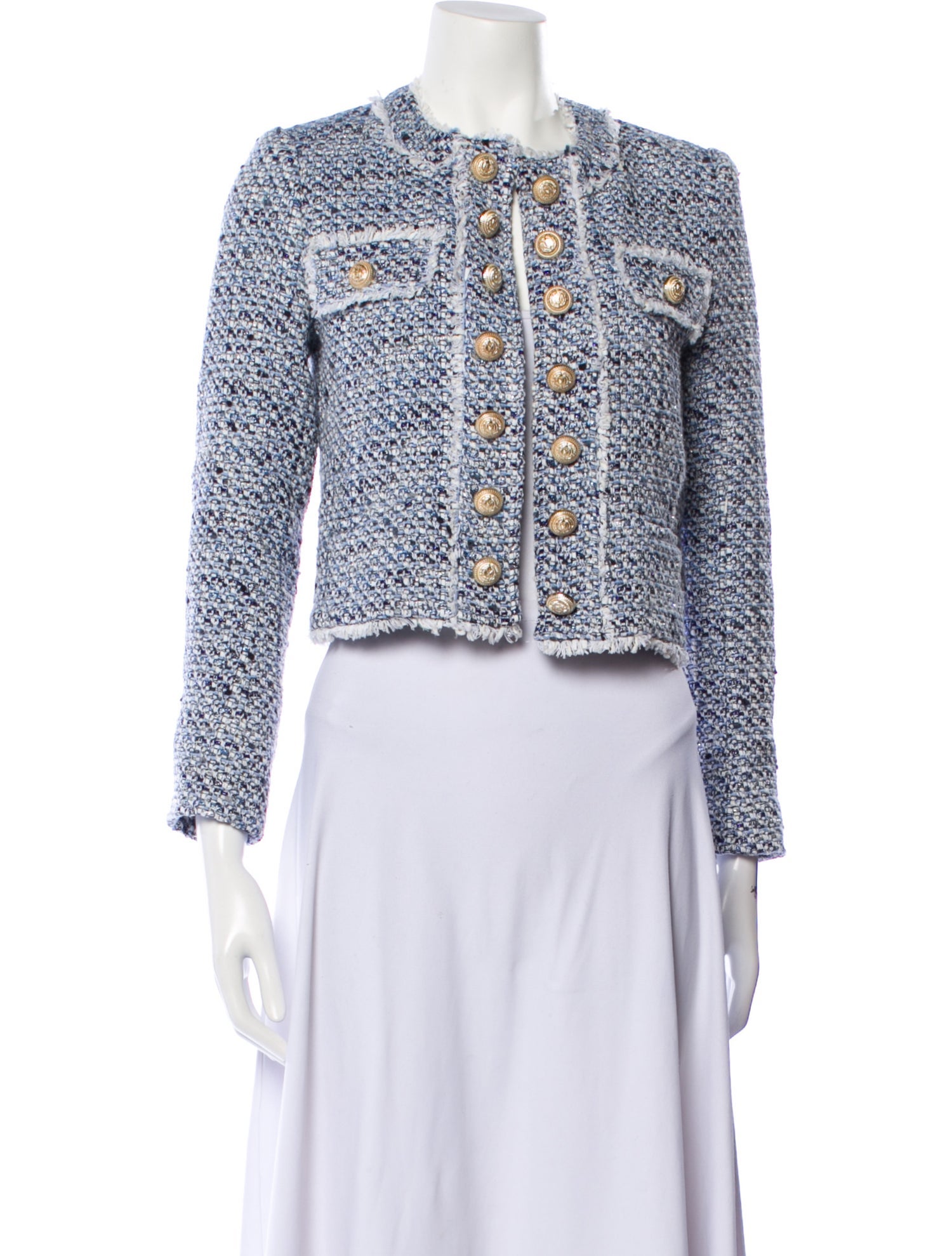 Generation Love Tweed Pattern Jacket - Blue Jackets, Clothing ...