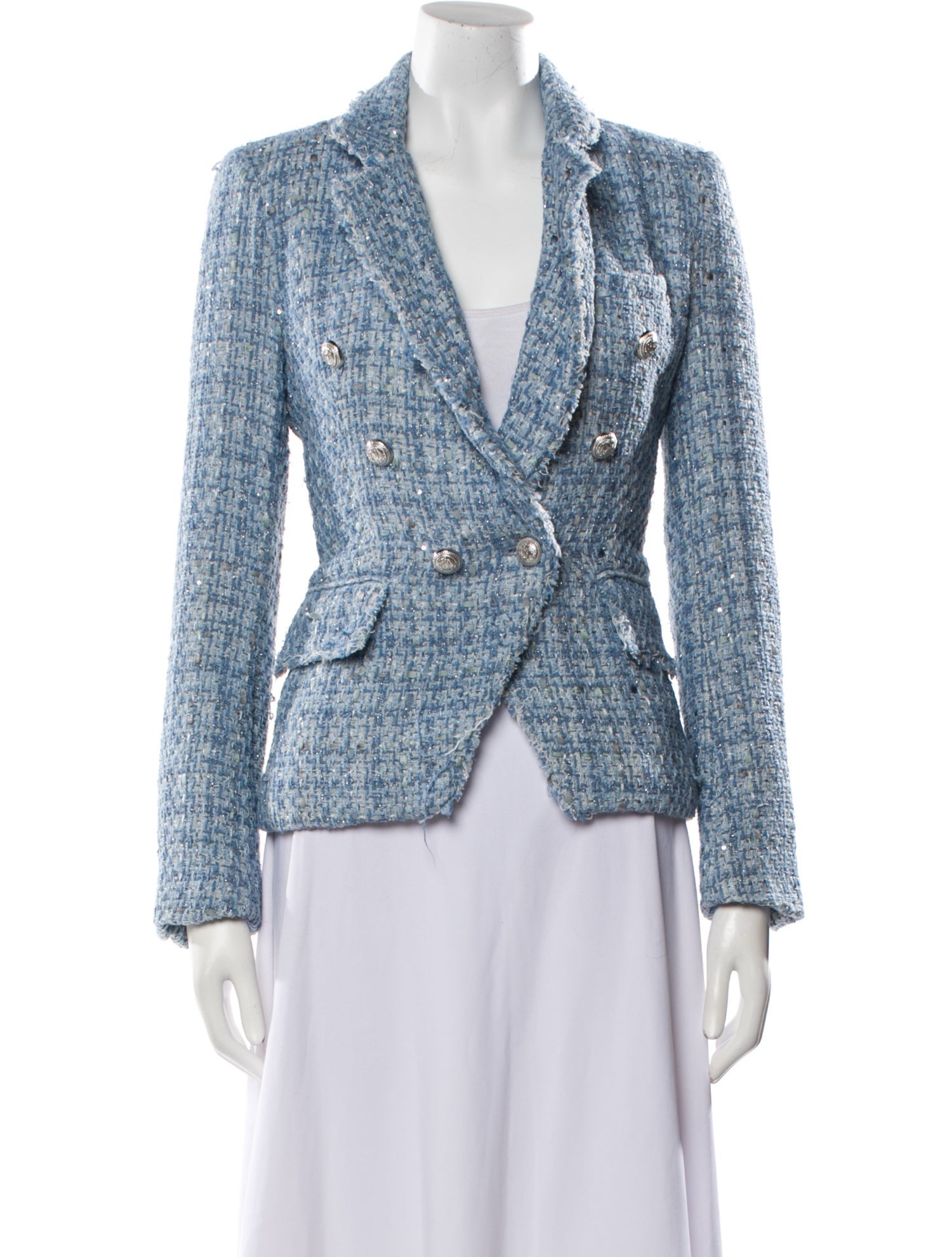 Generation Love Tweed Pattern Blazer - Blue Jackets, Clothing ...