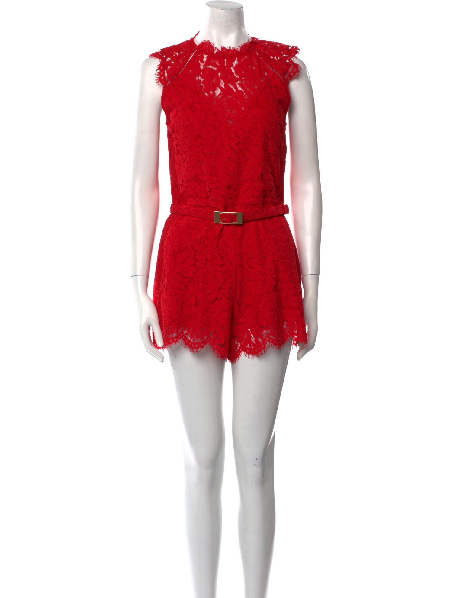 Generation Love Mock Neck Romper - Red, 11.25" Rise Jumpsuits and ...