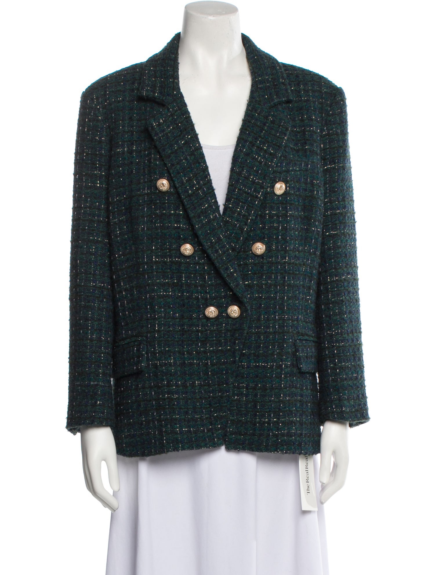 Generation Love Tweed Pattern Blazer - Green Jackets, Clothing ...
