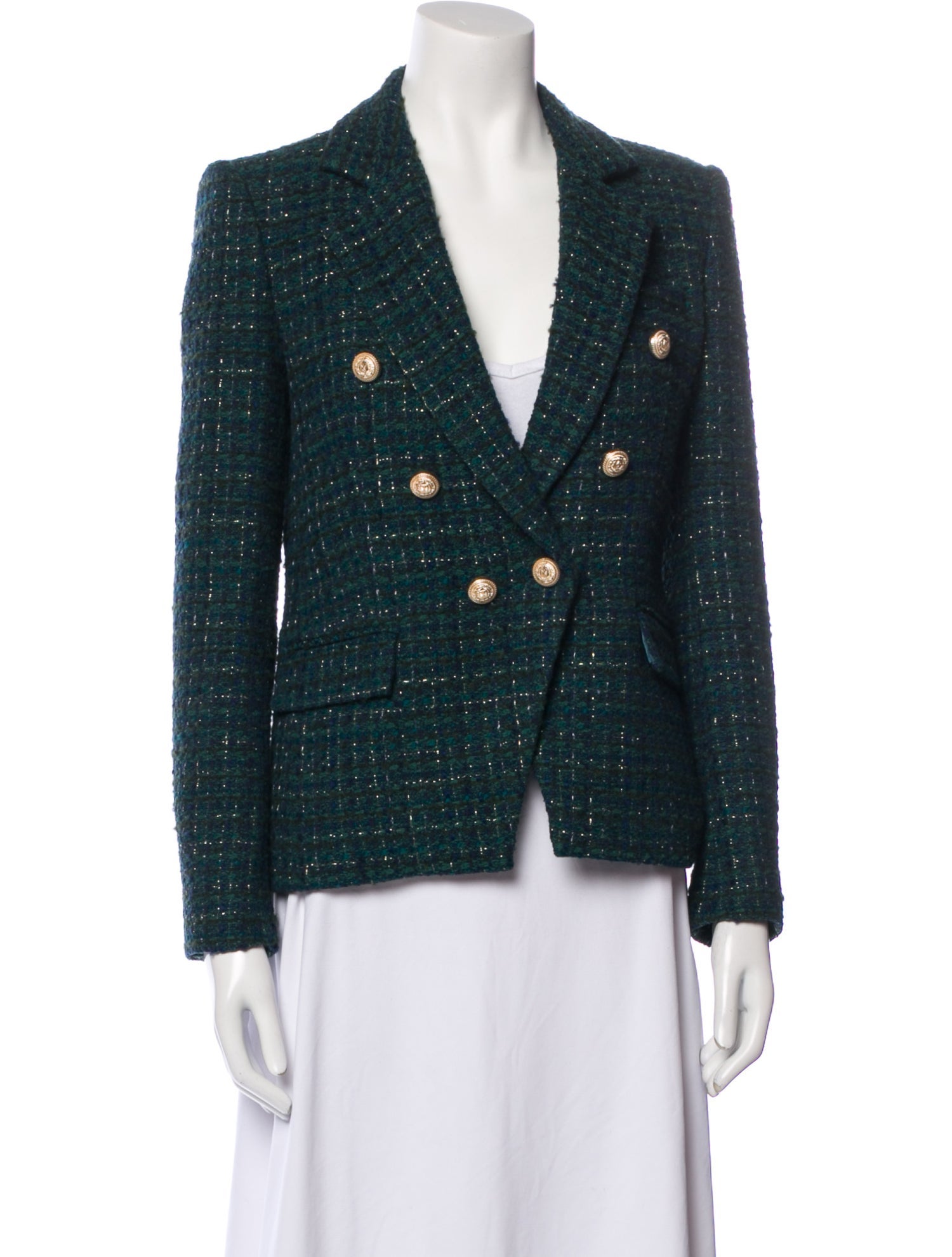 Generation Love Tweed Pattern Blazer - Green Jackets, Clothing ...