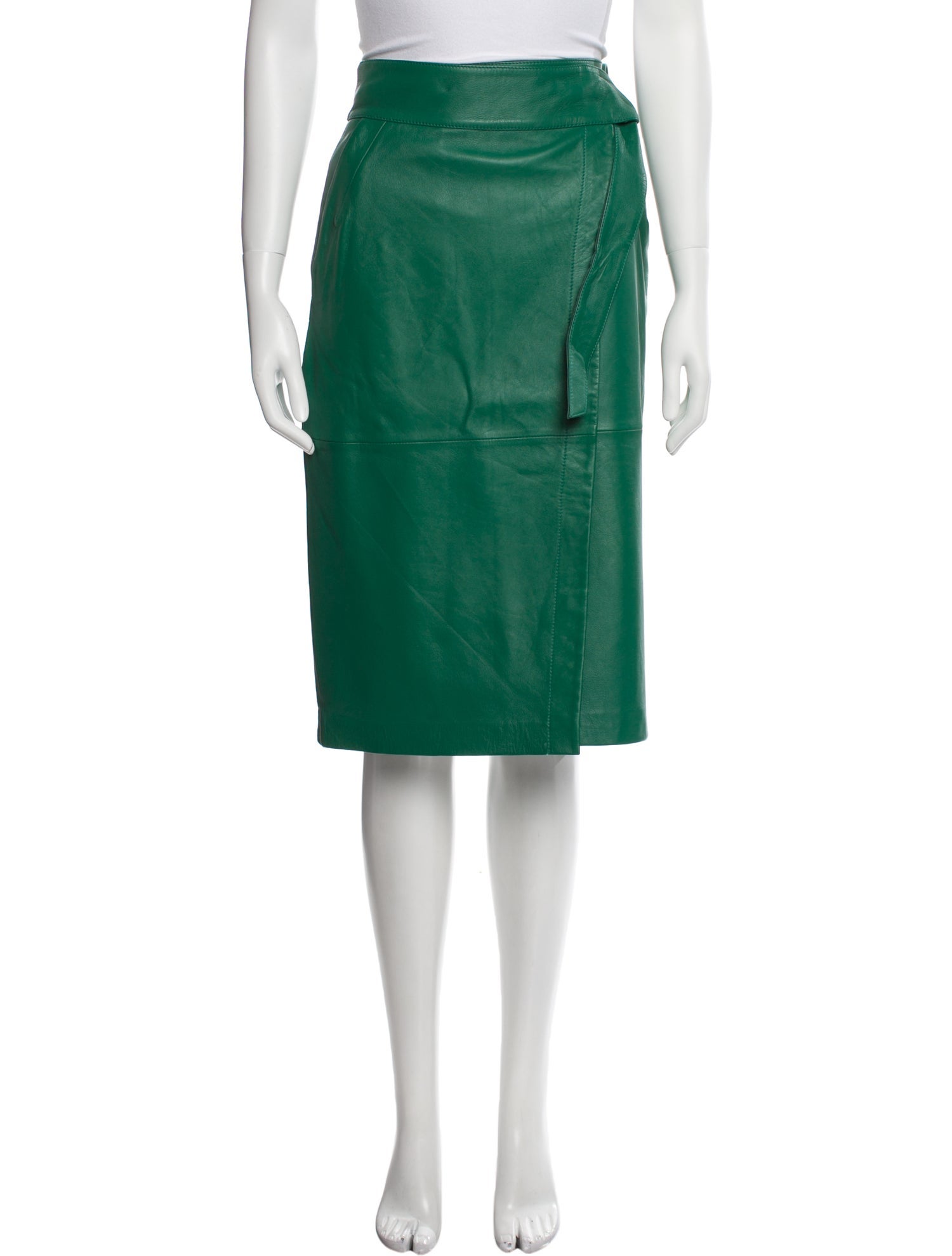 BA&SH Lamb Leather Knee-Length Skirt - Green Skirts, Clothing ...