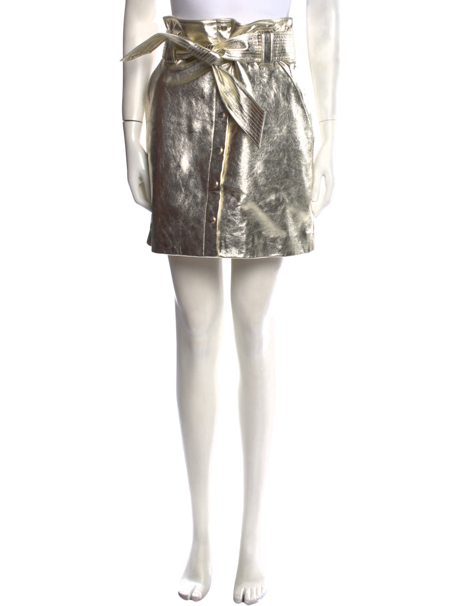 BA&SH Lamb Leather Mini Skirt - Gold Skirts, Clothing - W2H57307 | The ...