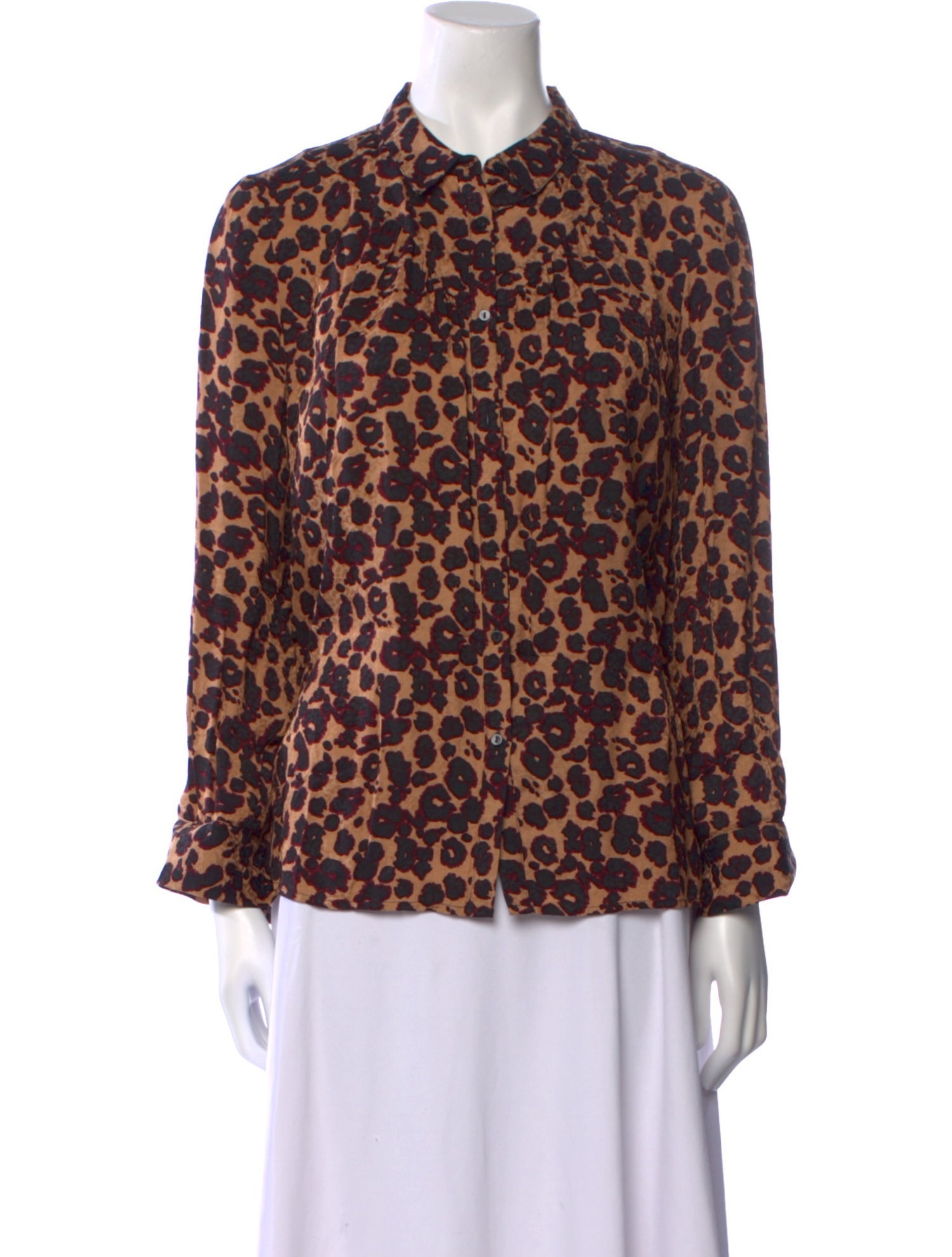 BA&SH Animal Print Long Sleeve Blouse - Brown Tops, Clothing - W2H70979 ...