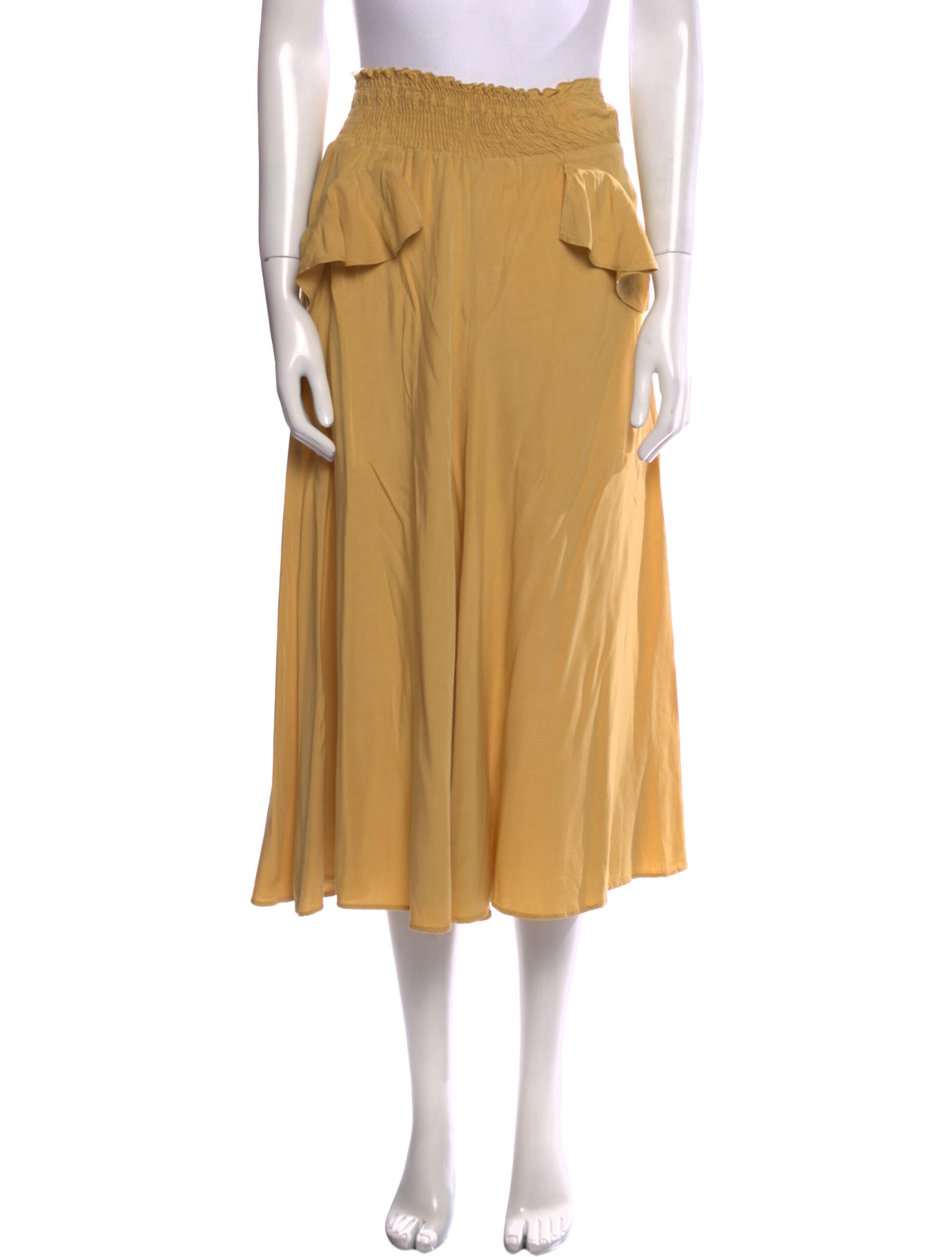 Maje Ruffle Embellishment Midi Length Skirt - Yellow Skirts, Clothing ...