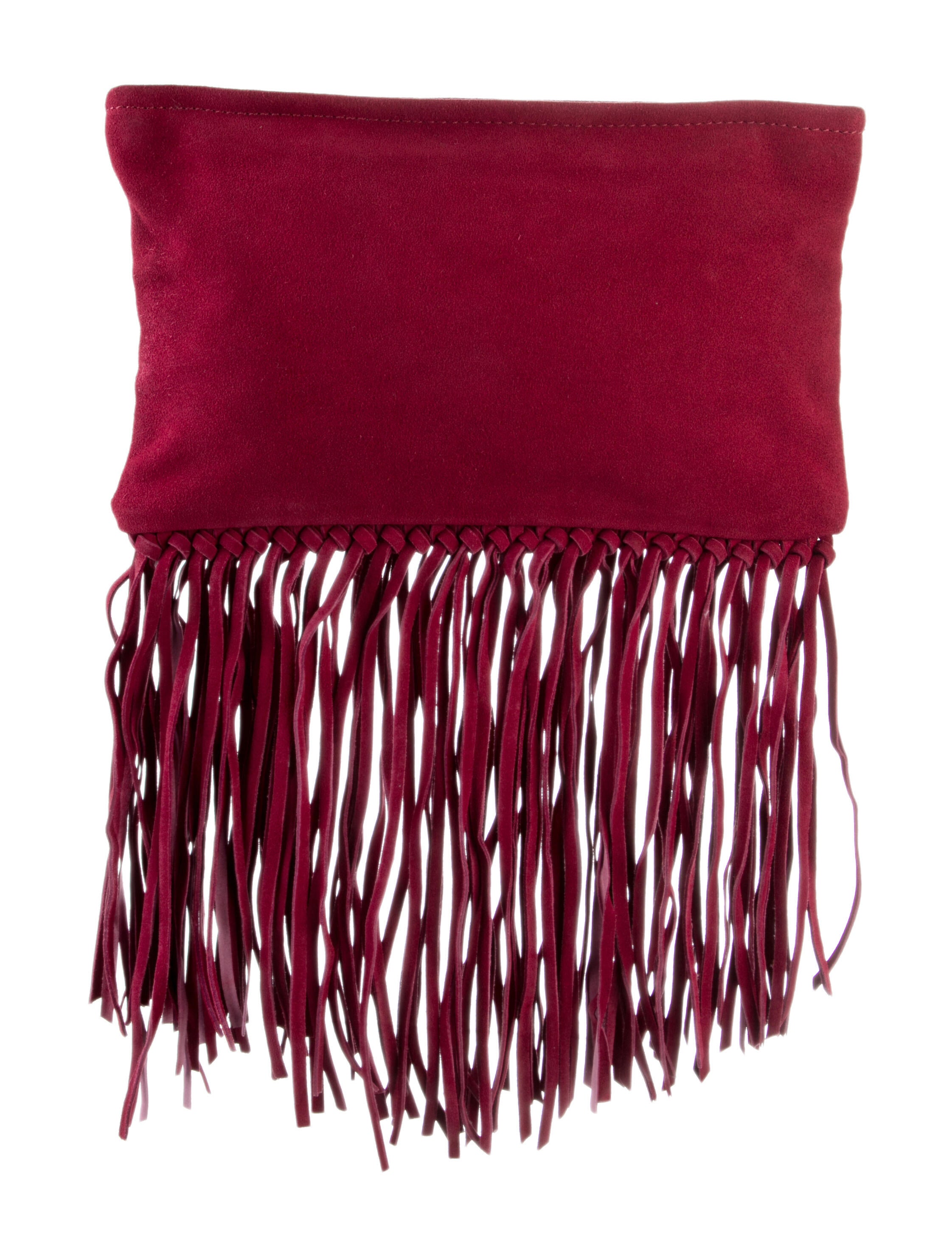 Maje Suede Fringe Accent Clutch - Red Clutches, Handbags - W2M110498 ...