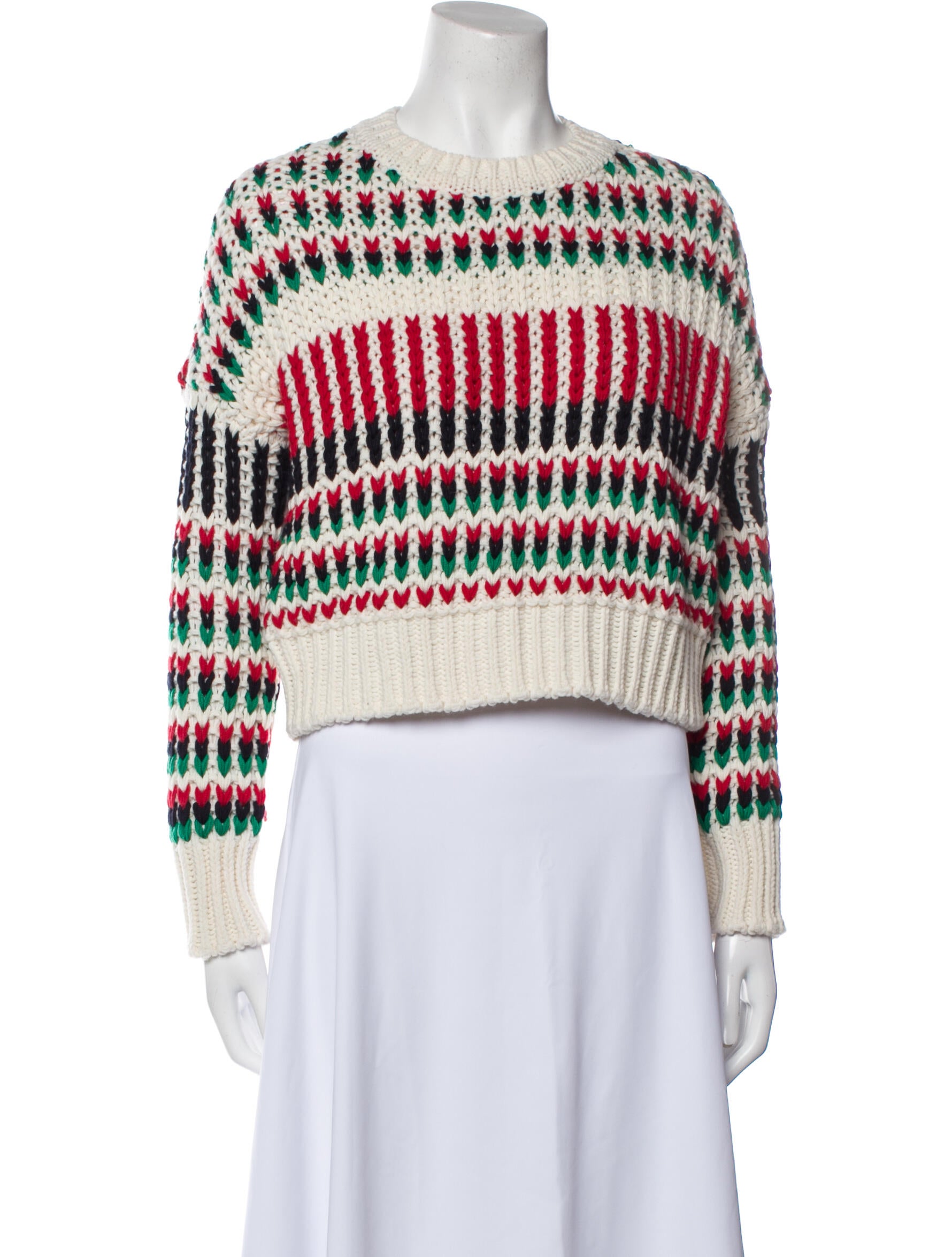 Maje Striped Crew Neck Sweater w/ Tags - Neutrals Knitwear, Clothing ...