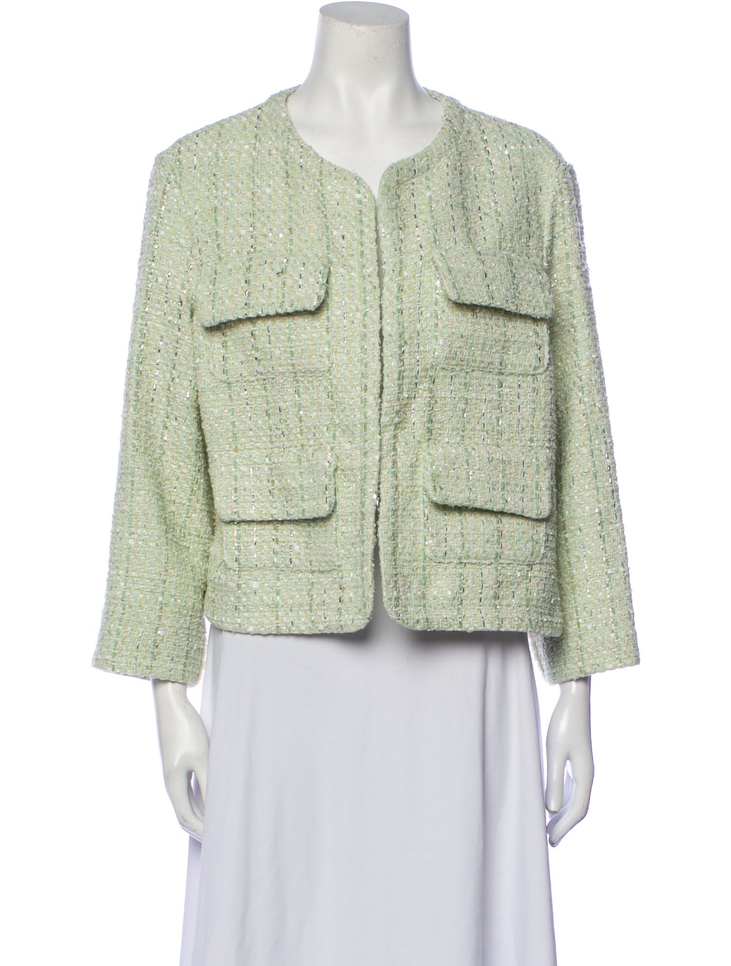 Maje Tweed Pattern Evening Jacket - Green Jackets, Clothing - W2M124099 ...