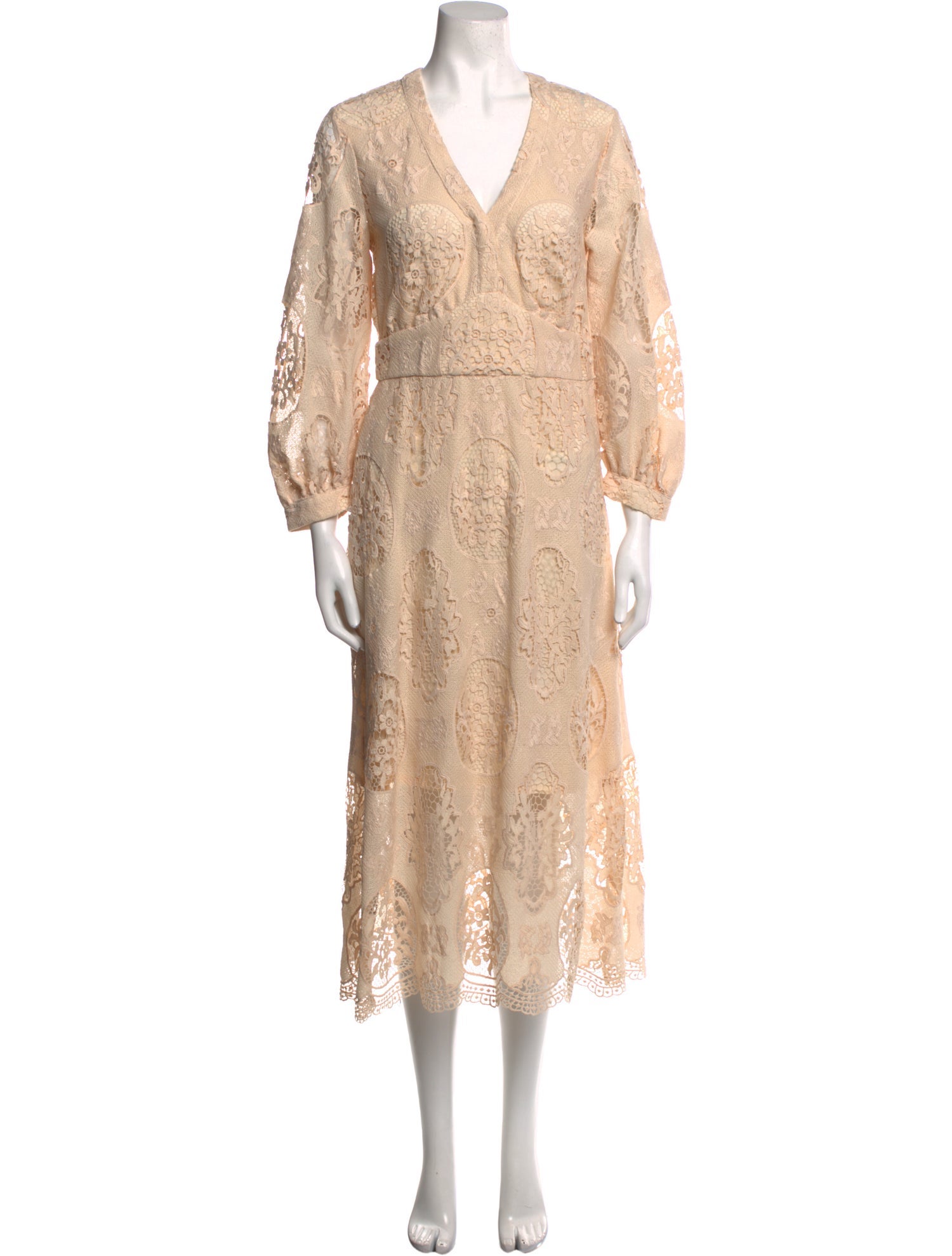 Maje Lace Pattern Long Dress - Neutrals Dresses, Clothing - W2M126885 ...