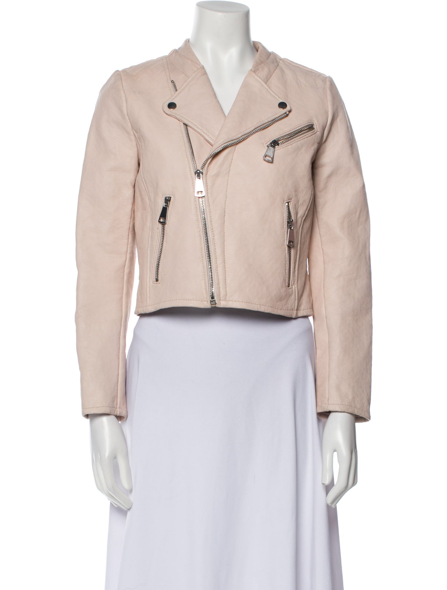 Maje Lamb Leather Biker Jacket - Pink Jackets, Clothing - W2M128106 ...