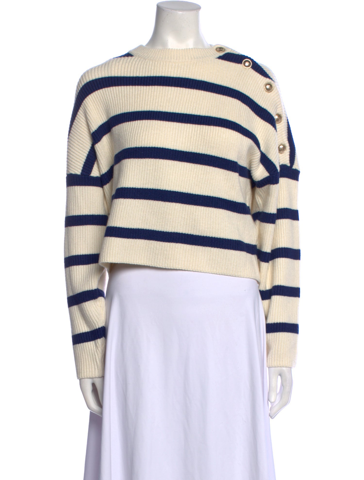 Maje Striped Bateau Neckline Sweater - Neutrals Knitwear, Clothing ...