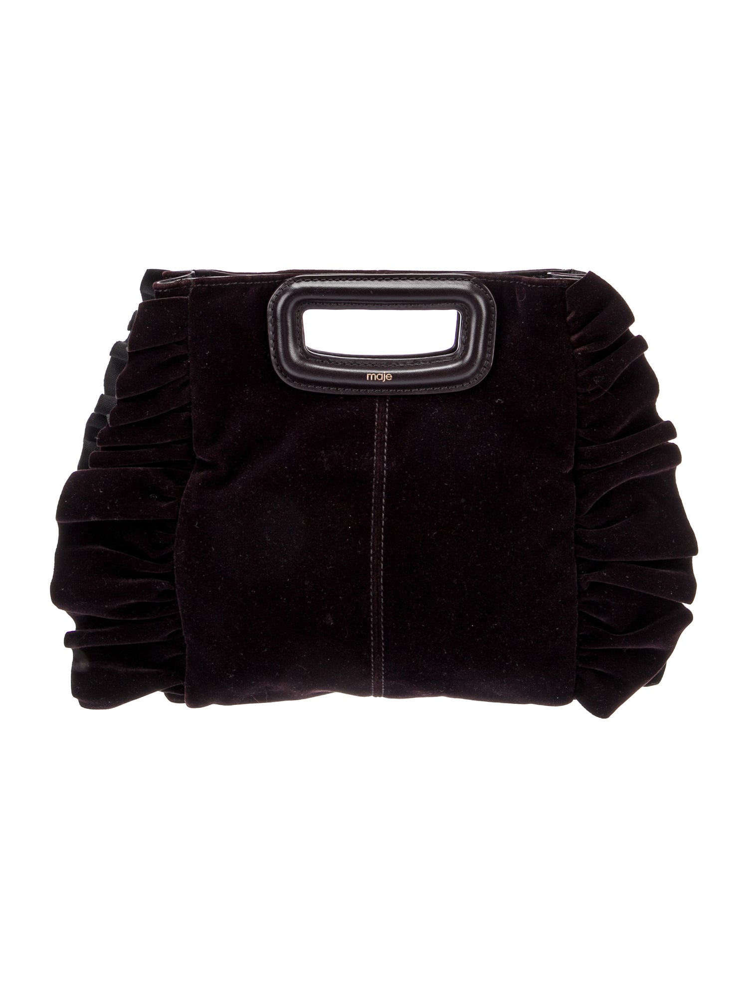 Maje Velvet Ruffle Handle bag - Burgundy Handle Bags, Handbags ...