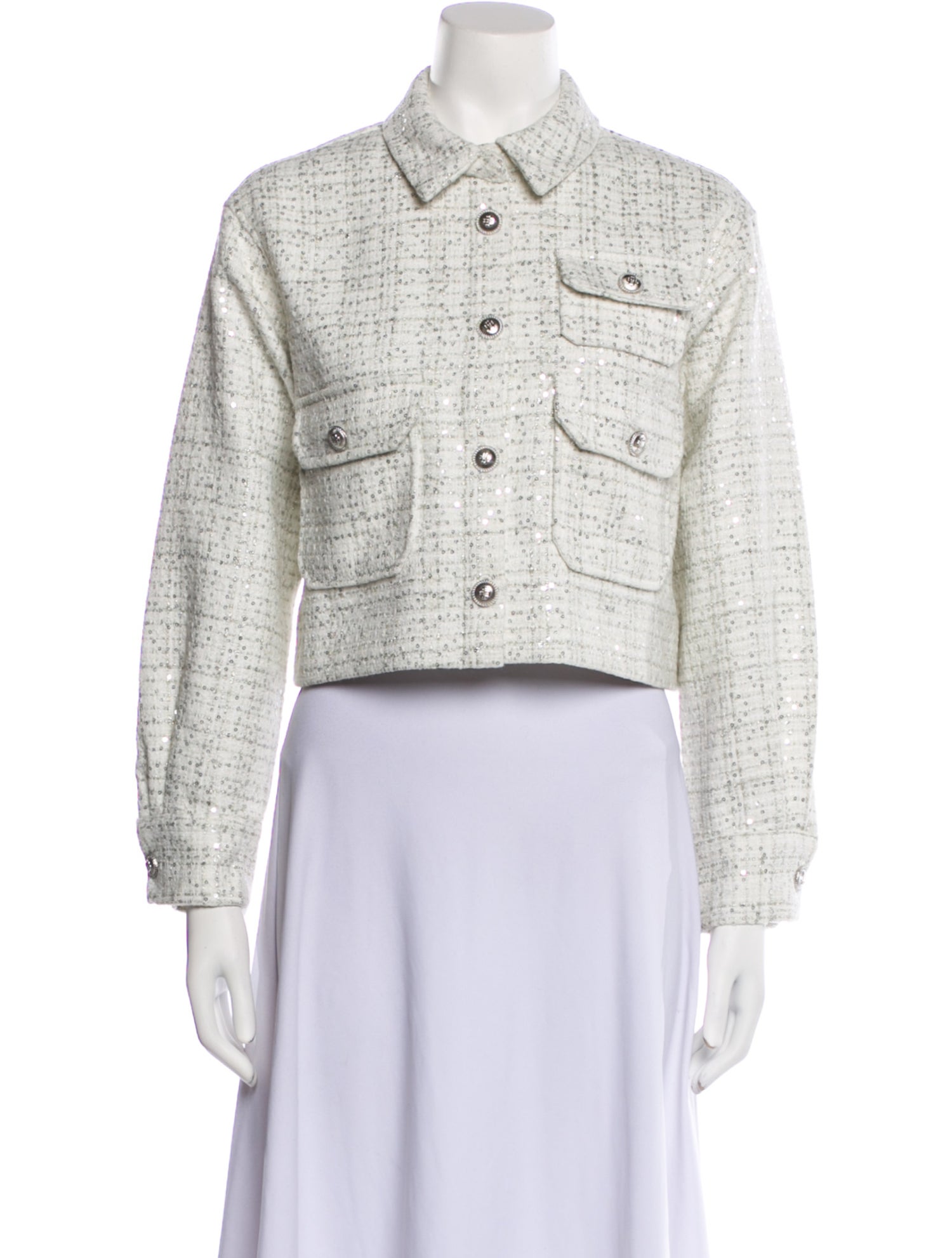 Maje Tweed Pattern Evening Jacket - White Jackets, Clothing - W2M131143 ...