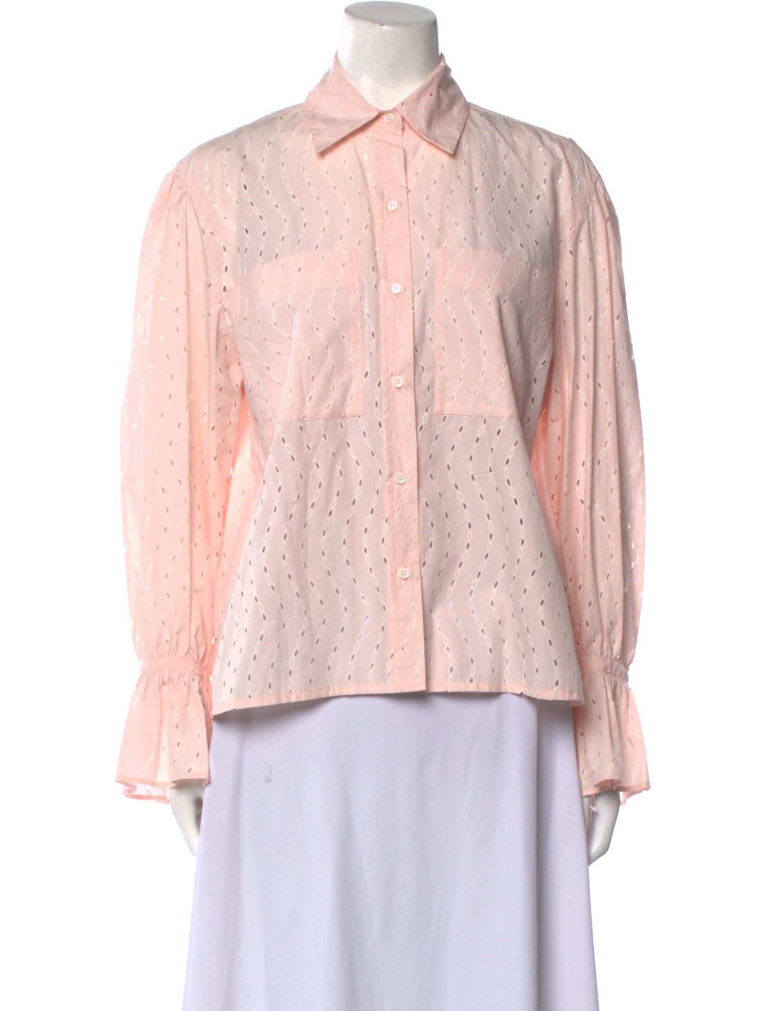 Maje Floral Print Long Sleeve Button-Up Top - Pink Tops, Clothing ...