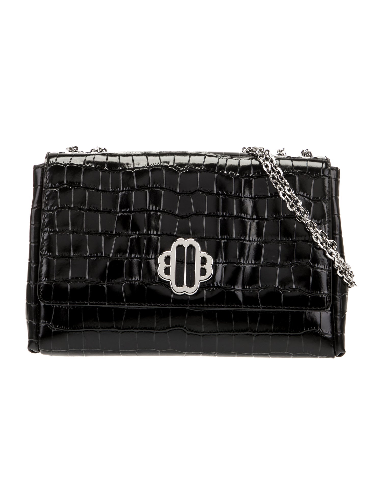 Maje Crocodile Chain Link Handle Bag - Black Handle Bags, Handbags ...
