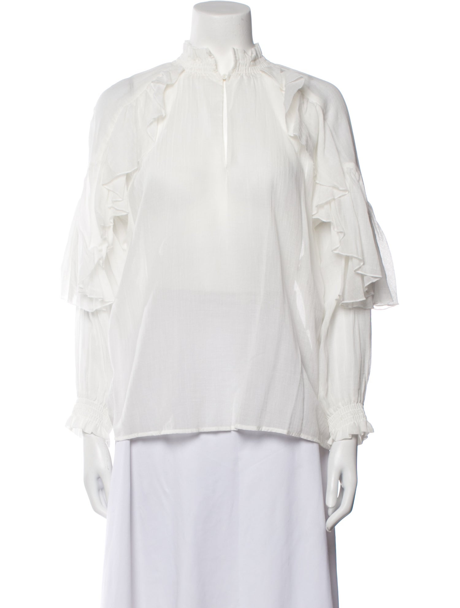 Maje Mock Neck Three-Quarter Sleeve Blouse - White Tops, Clothing ...