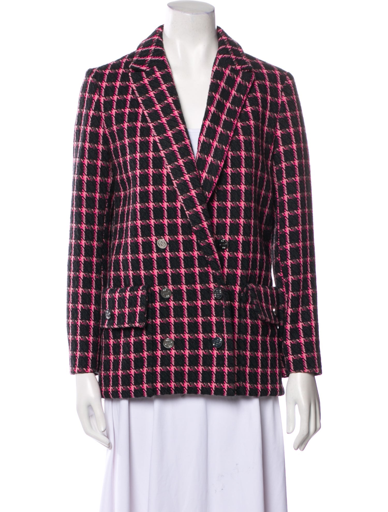 Maje Plaid Print Blazer - Pink Jackets, Clothing - W2M137399 | The RealReal