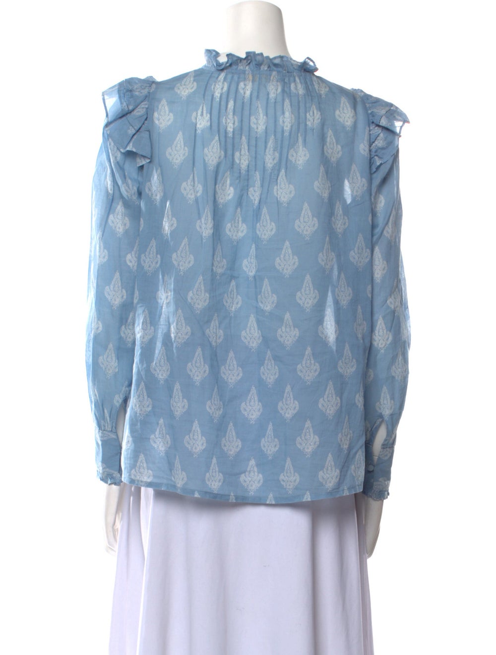 Maje Printed Mock Neck Blouse - Blue Tops, Clothing - W2M139946 | The ...