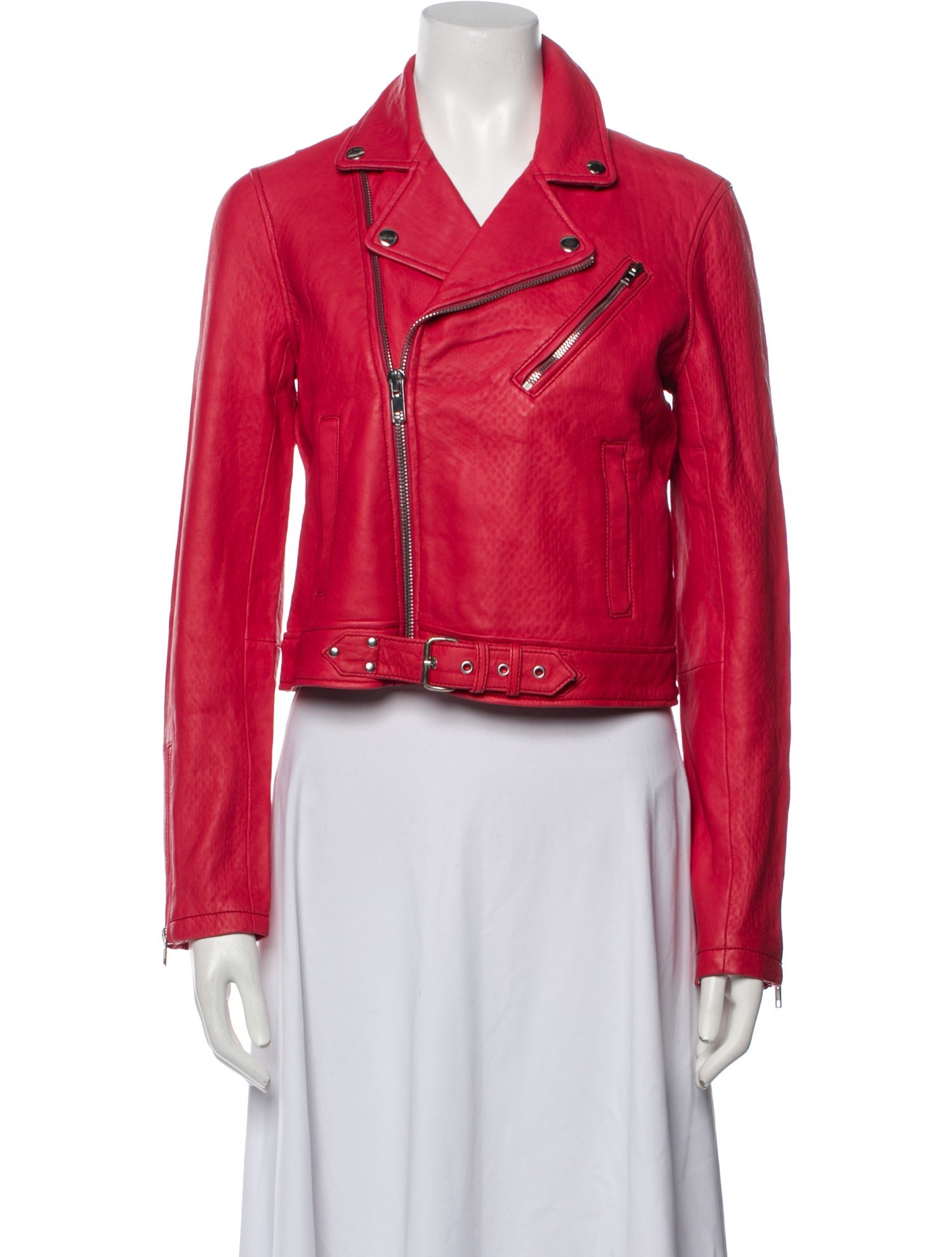 Iro Lamb Leather Biker Jacket - Red Jackets, Clothing - WIR157328 | The ...