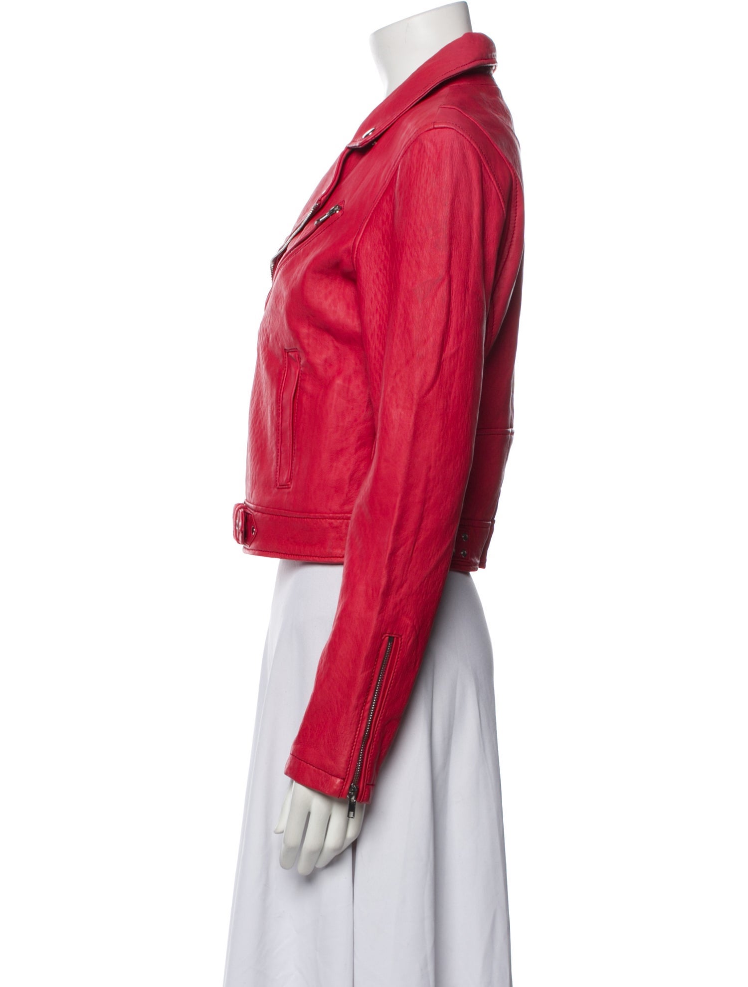 Iro Lamb Leather Biker Jacket - Red Jackets, Clothing - WIR157328 | The ...