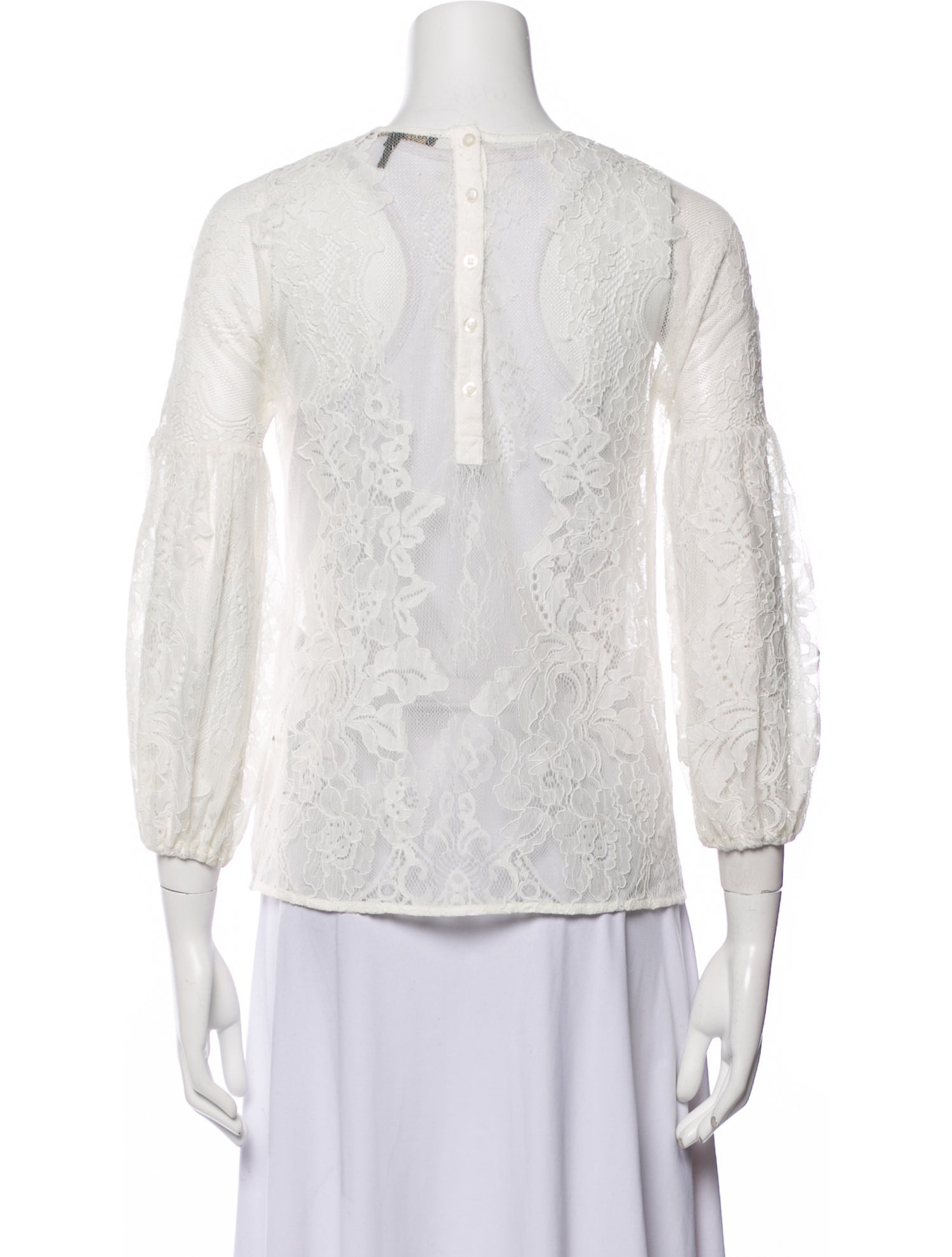 Maje Lace Pattern Crew Neck Blouse - Neutrals Tops, Clothing ...