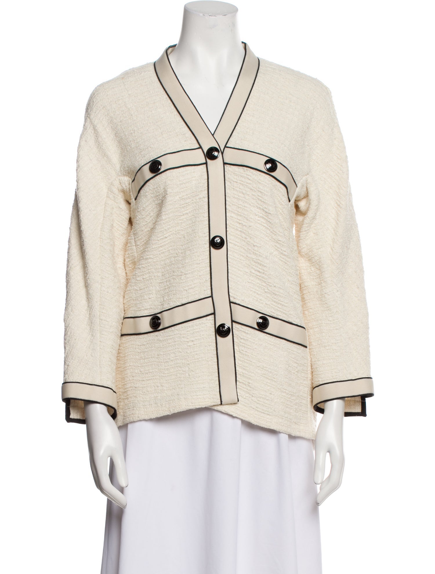 Maje Striped Jacket - White Jackets, Clothing - W2M147850 | The RealReal