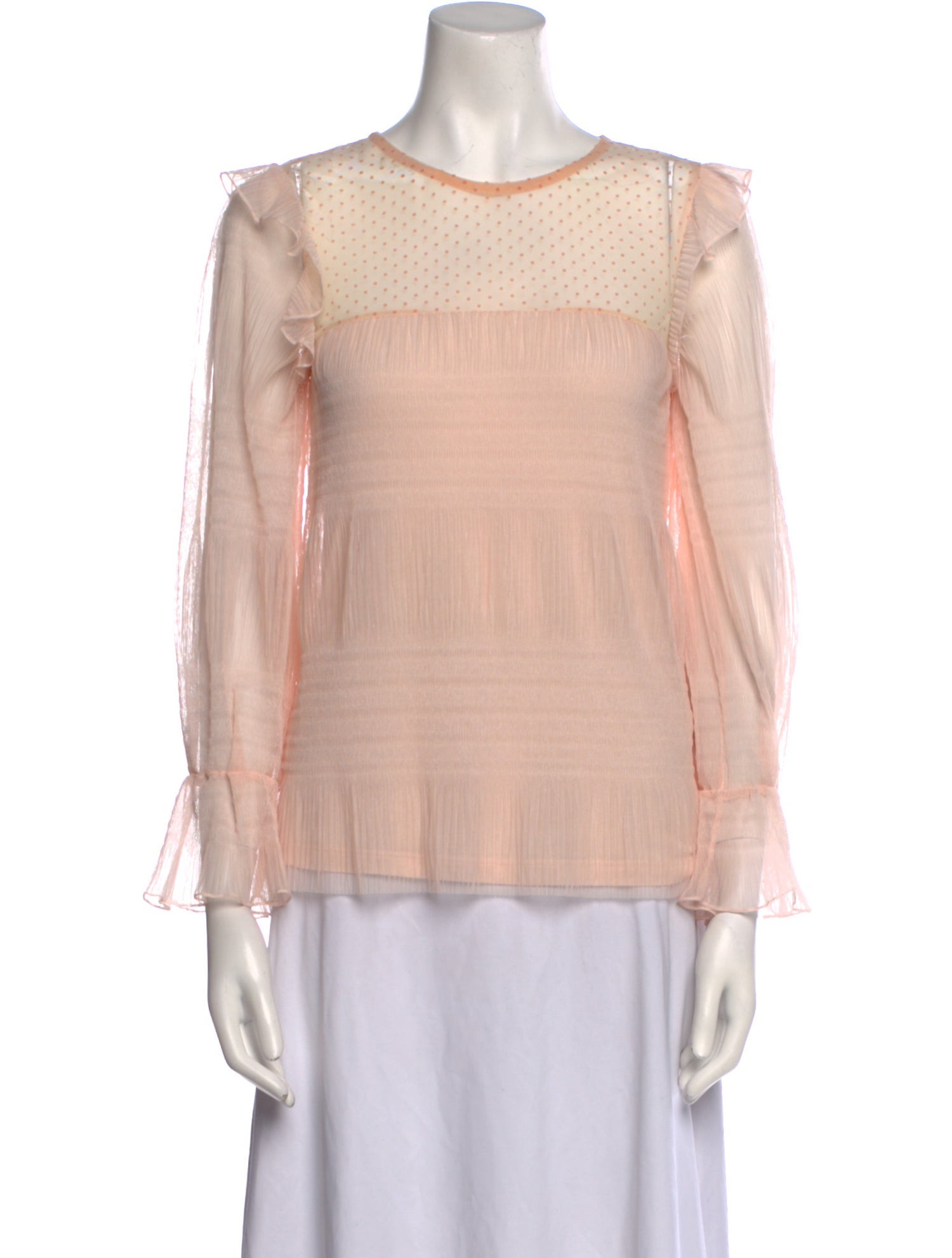 Maje Crew Neck Long Sleeve Blouse - Pink Tops, Clothing - W2M147978 ...