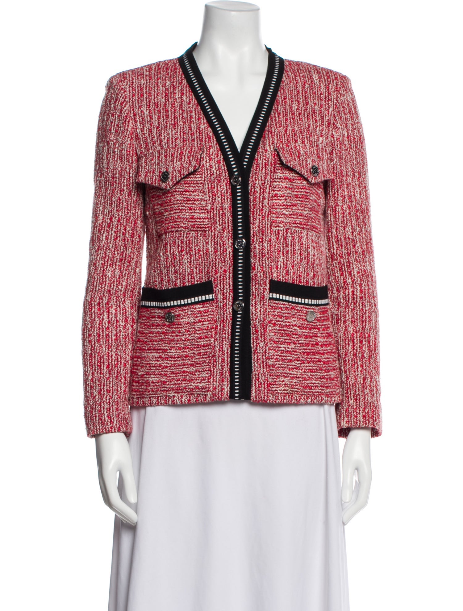 Maje Tweed Pattern Blazer - Red Jackets, Clothing - W2M150070 | The ...