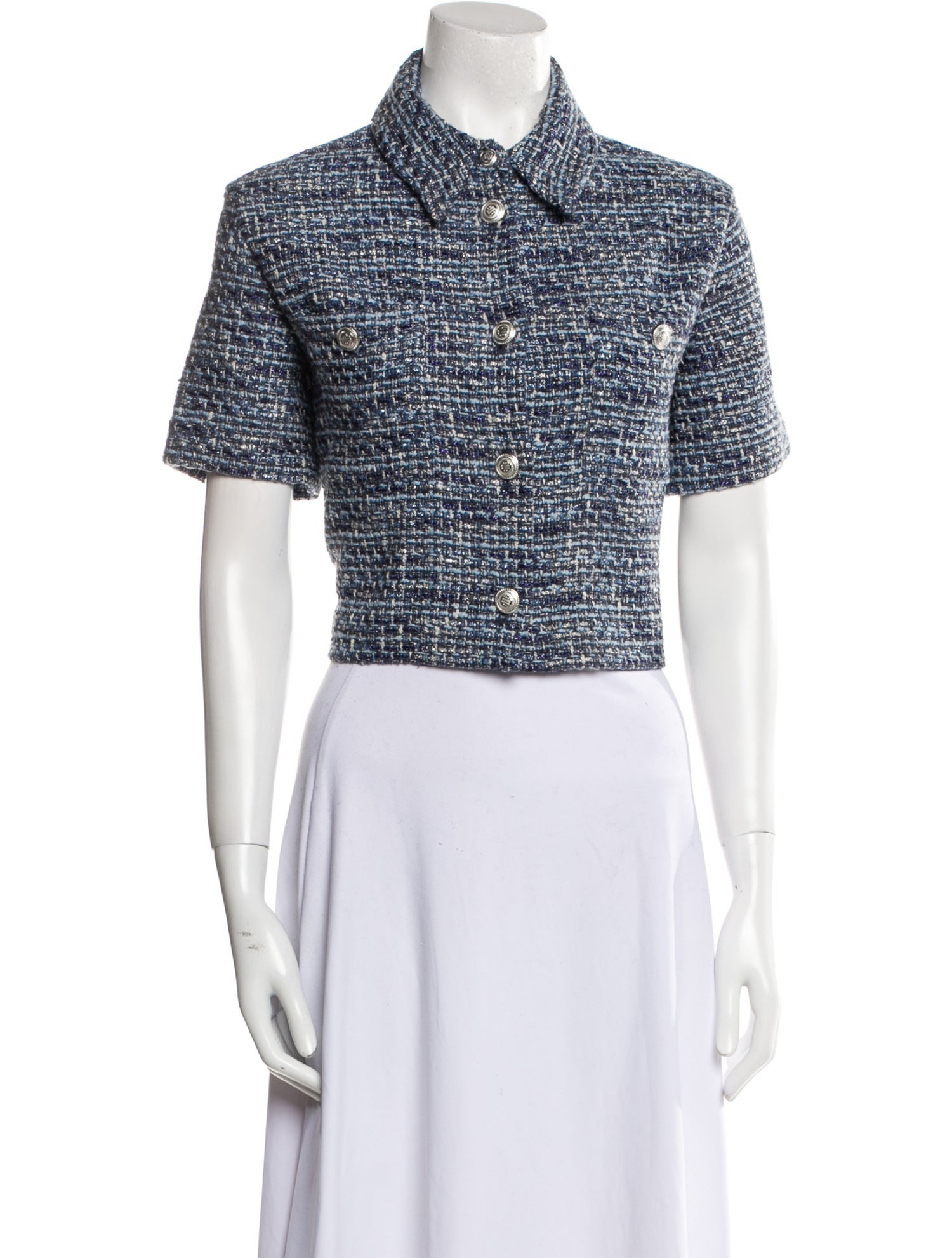 Maje Tweed Pattern Evening Jacket - Blue Jackets, Clothing - W2M152216 ...