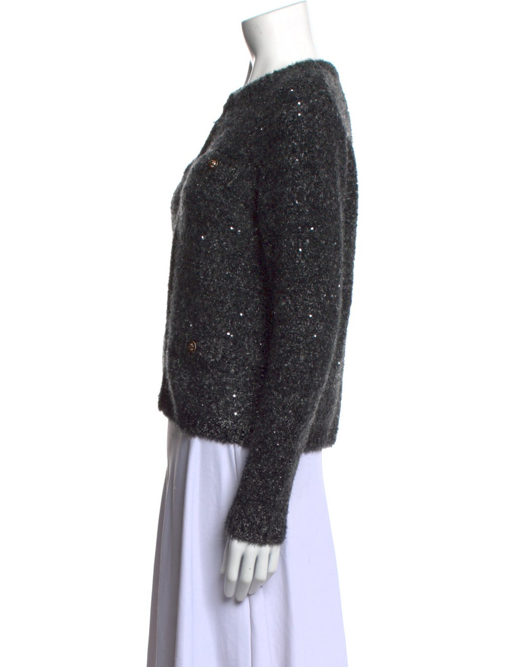 Maje Cardigan Black Sequin & Glitter Accents Long Sle… - Gem