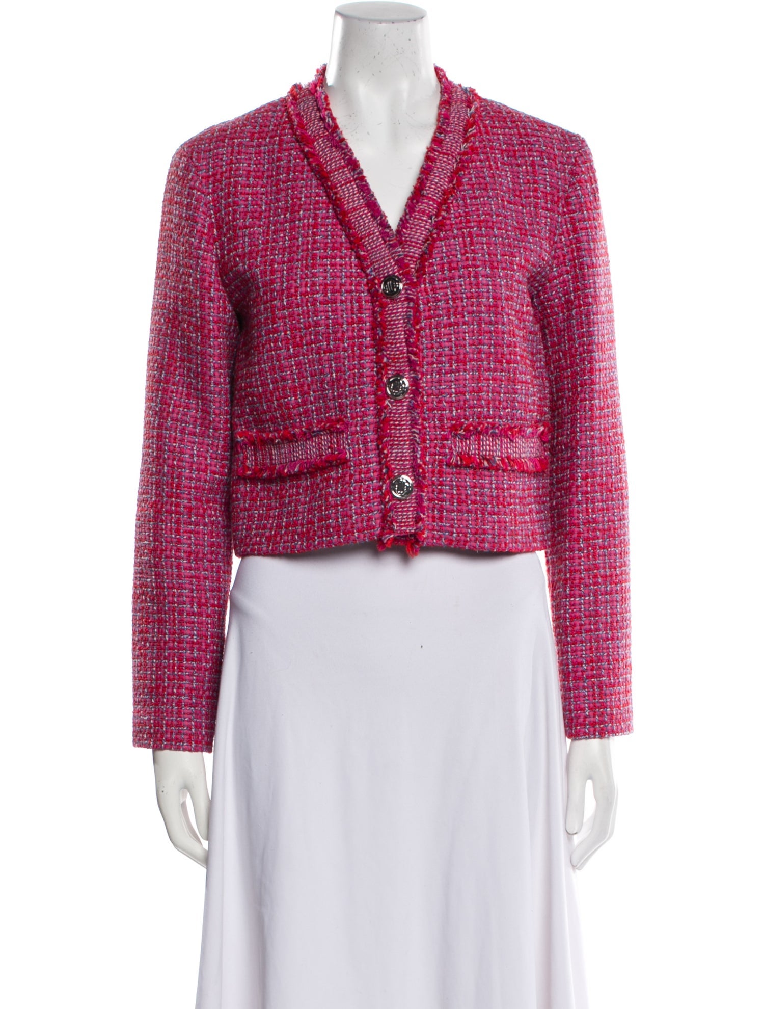 Maje Tweed Pattern Jacket - Pink Jackets, Clothing - W2M159024 | The ...