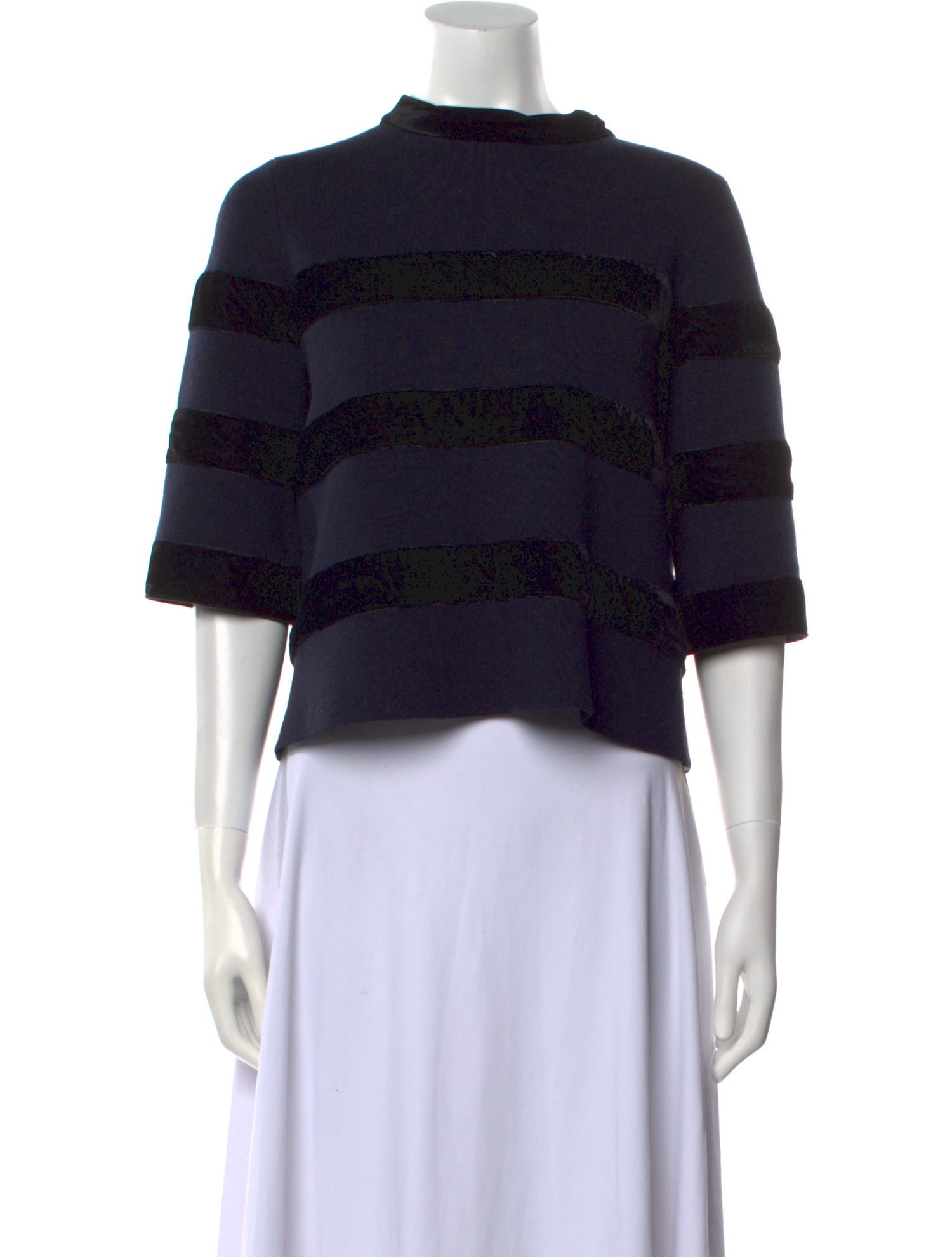 Maje Velvet Striped Sweater - Blue Knitwear, Clothing - W2M159718 | The ...