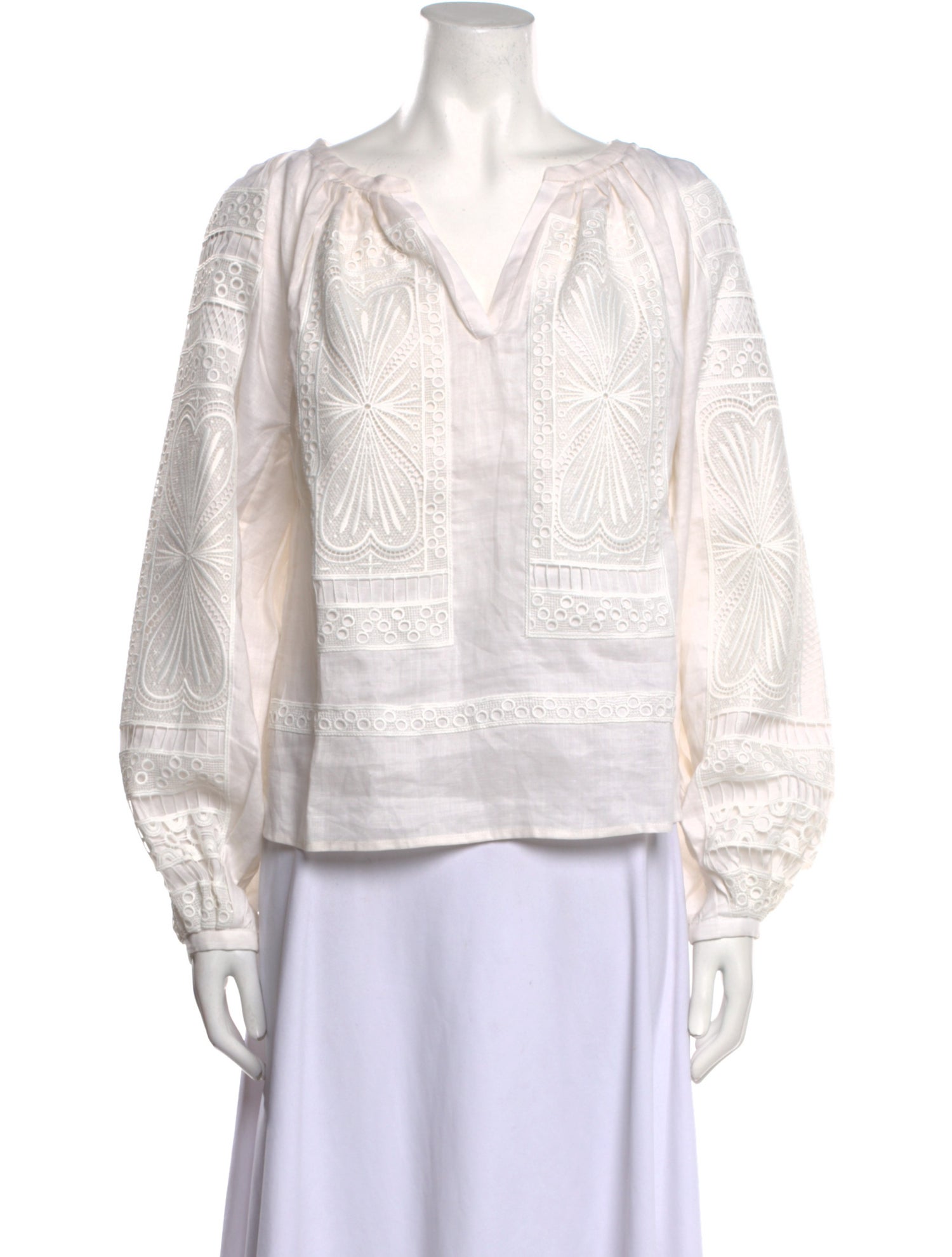 Maje Lace Pattern V-Neck Blouse w/ Tags - White Tops, Clothing ...