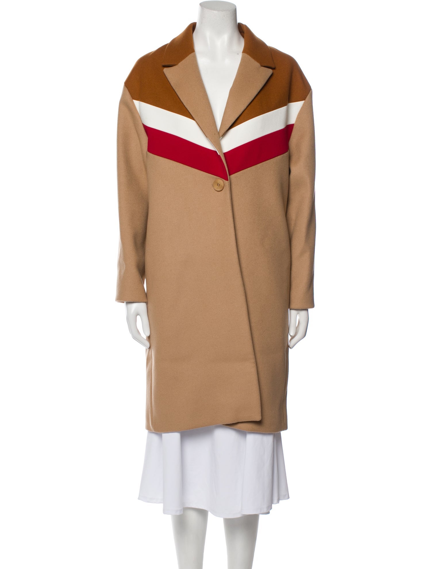 Maje Wool Colorblock Pattern Coat - Brown Coats, Clothing - W2M165033 ...