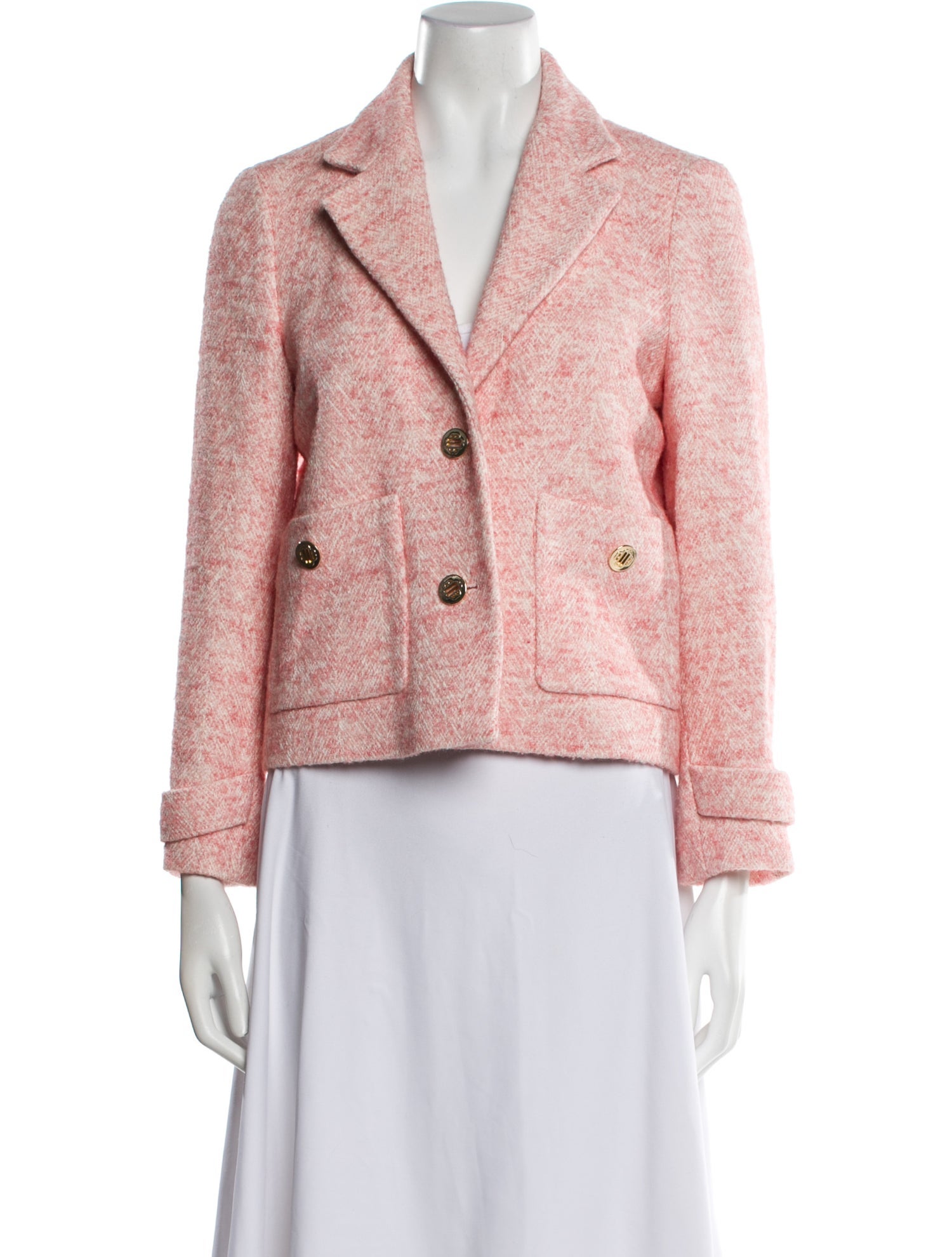 Maje Tweed Pattern Blazer - Pink Jackets, Clothing - W2M167315 | The ...