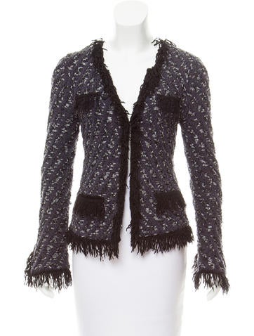 Maje Fringe Bouclé Jacket - Clothing - W2M28102 | The RealReal