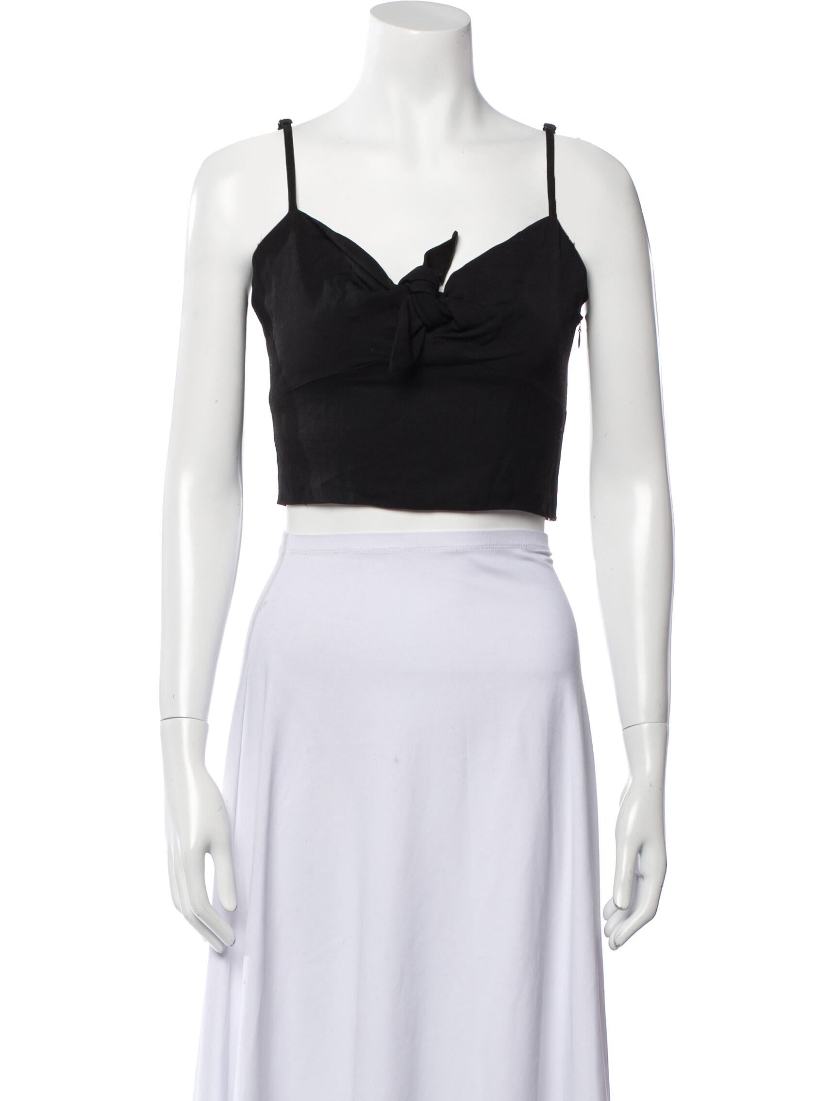 Maje V-Neck Sleeveless Crop Top - Black Tops, Clothing - W2M94854 | The ...