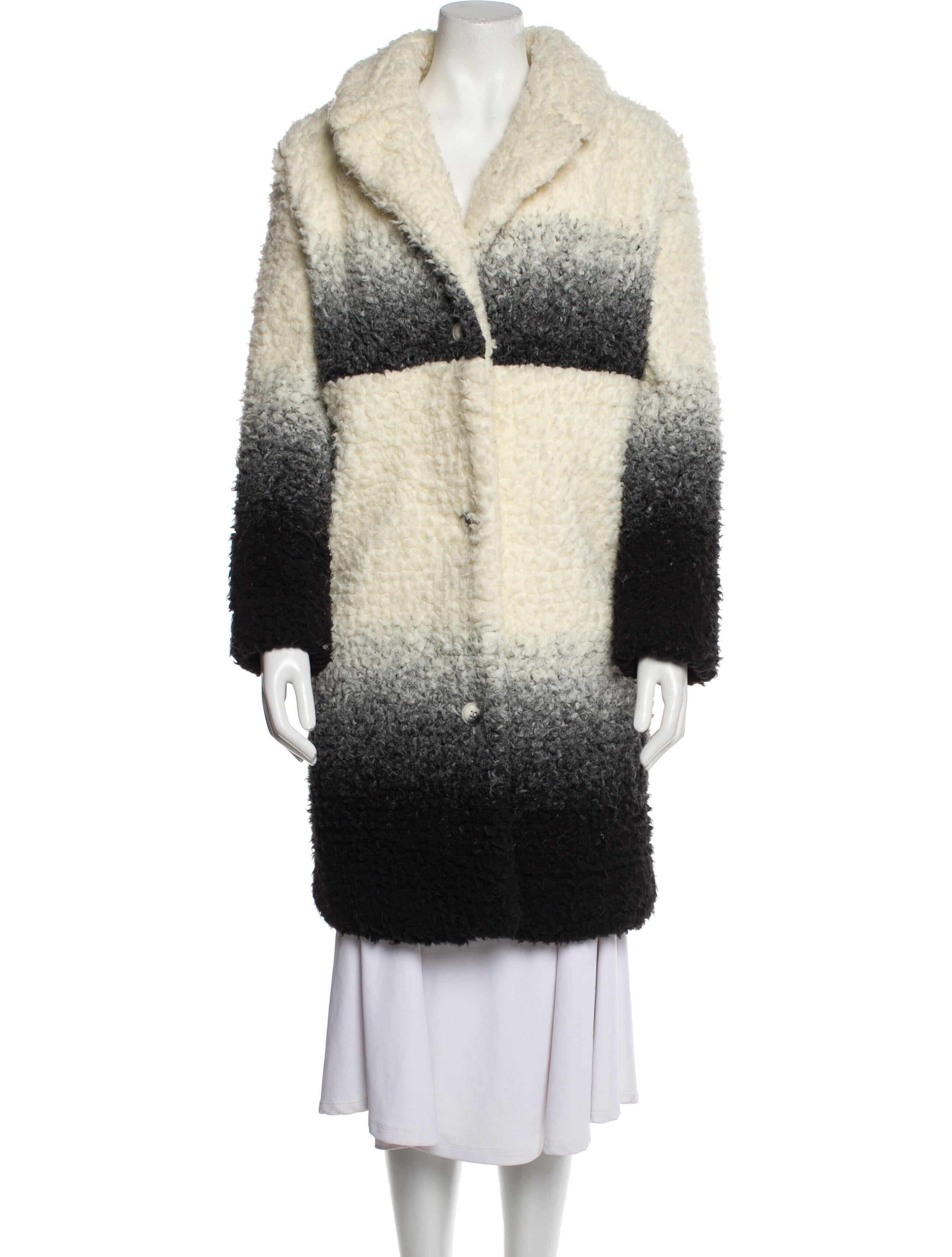 Maje Tweed Pattern Faux Fur Coat - Neutrals Coats, Clothing - W2M99554 ...