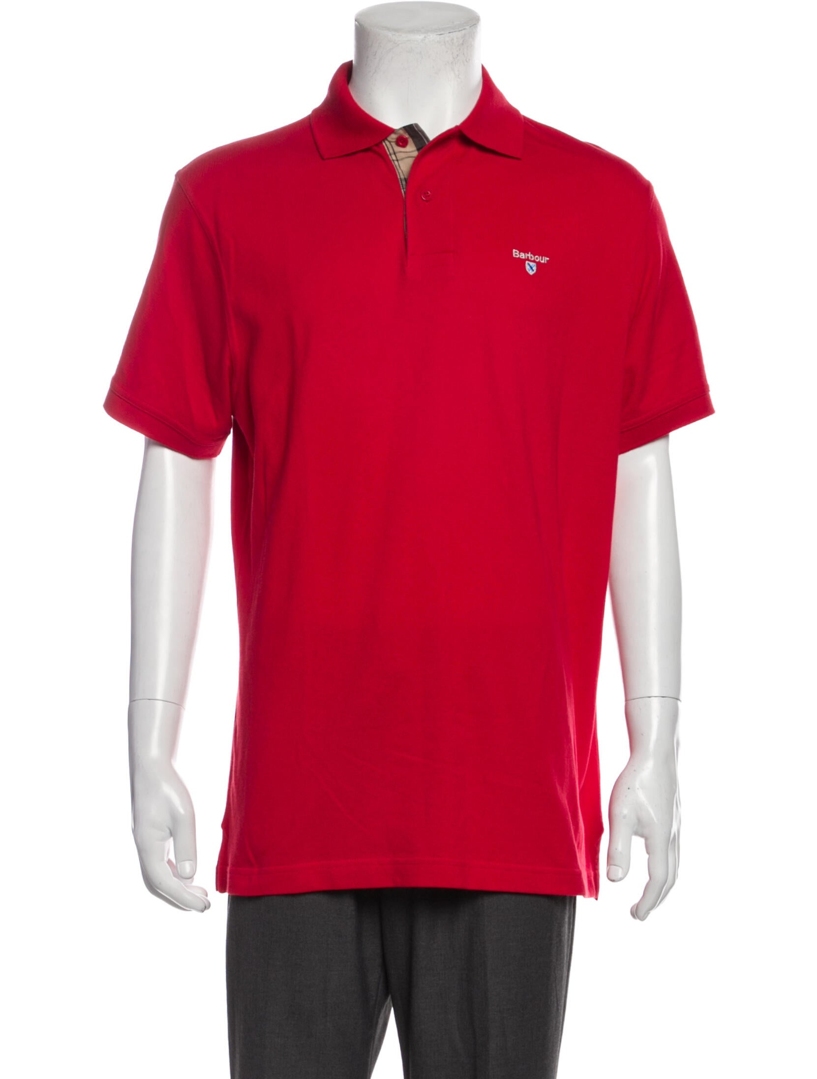 Barbour Collar Short Sleeve Polo Shirt - Red Polos, Clothing - W2U32049 ...