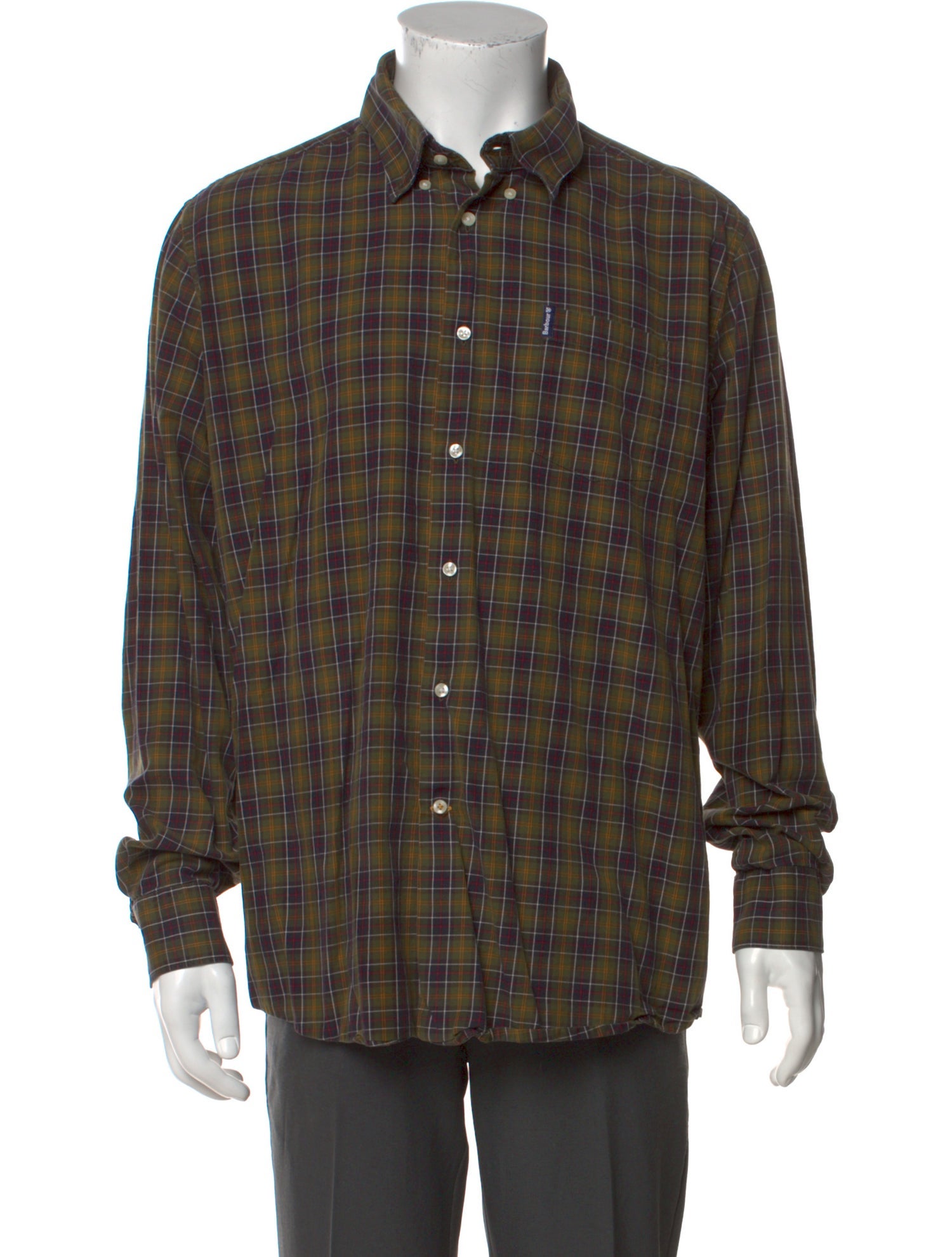 Barbour Plaid Print Long Sleeve Shirt - Green Casual Shirts, Clothing ...