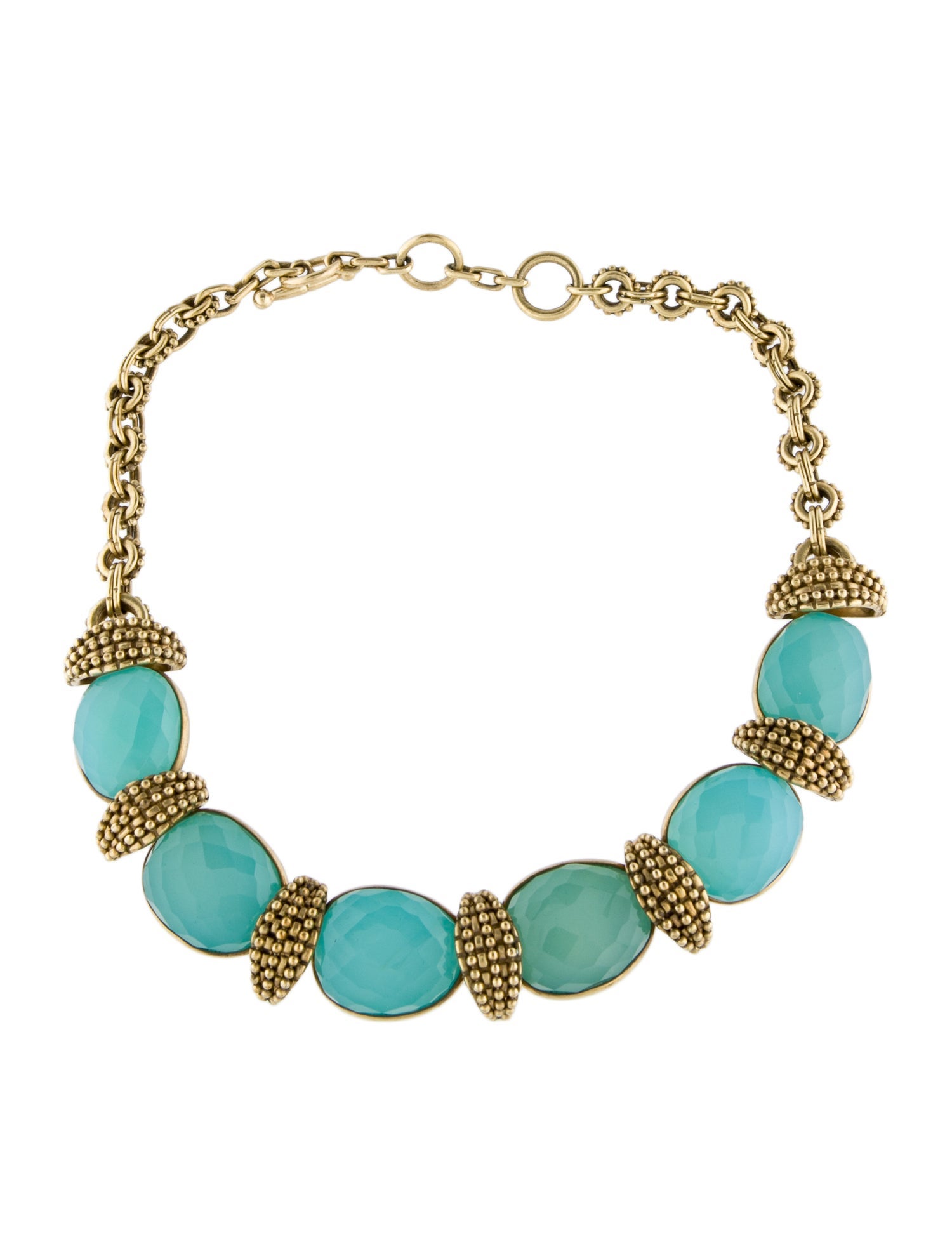 Vaubel Oval Stone Collar Necklace - Blue, Gold-Tone Metal Collar ...
