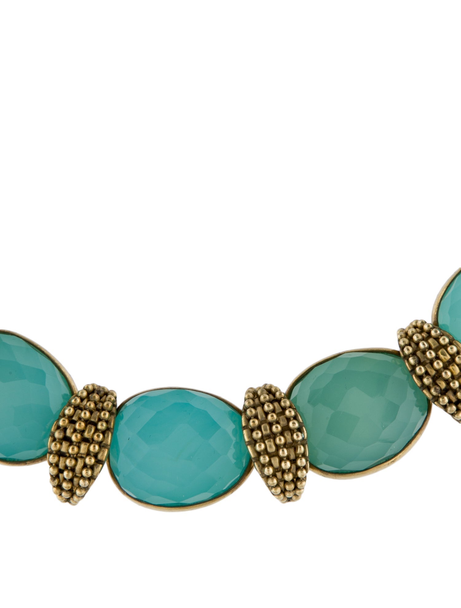 Vaubel Oval Stone Collar Necklace - Blue, Gold-Tone Metal Collar ...