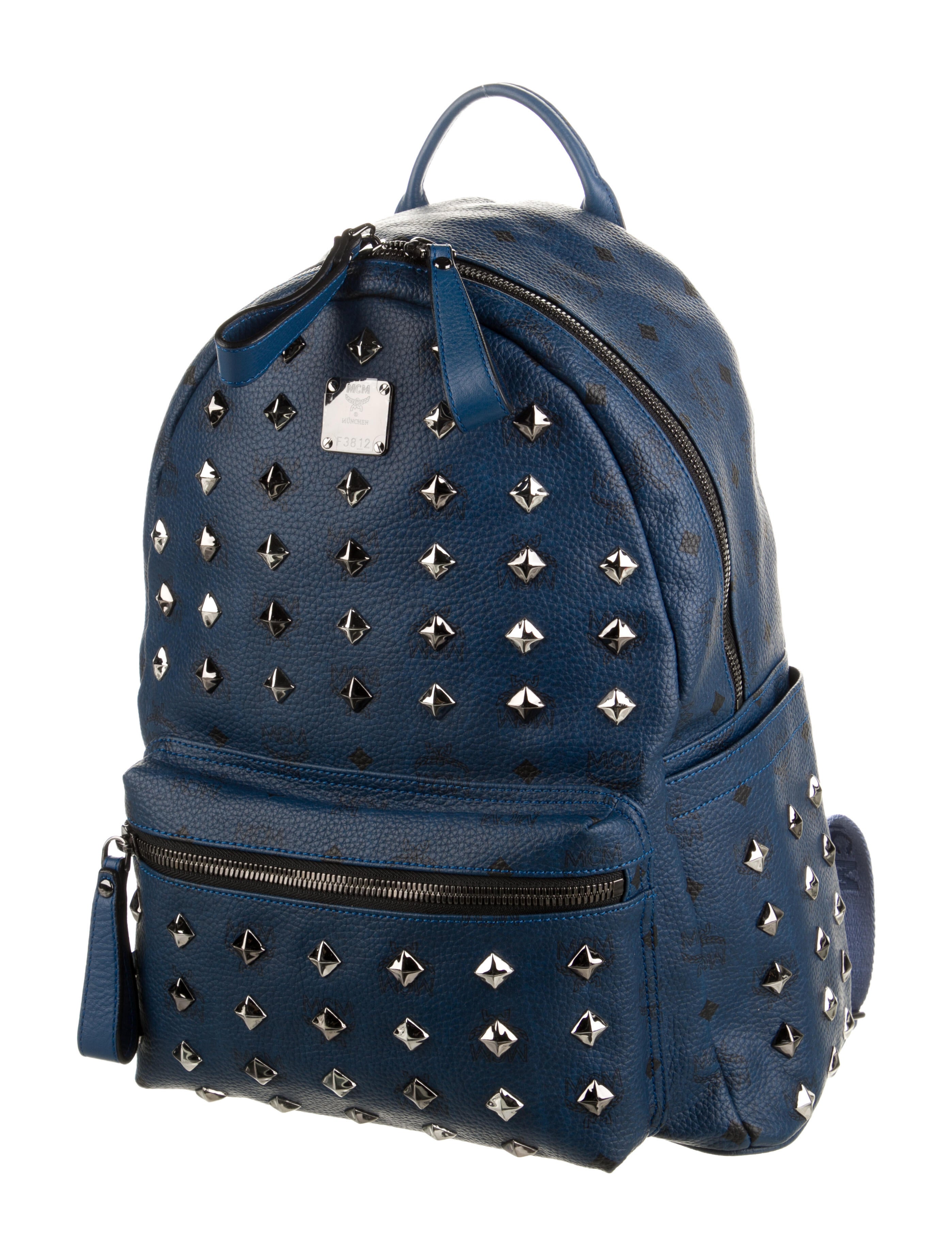 MCM Studded Visetos Backpack - Blue Backpacks, Bags - W3038094 | The ...