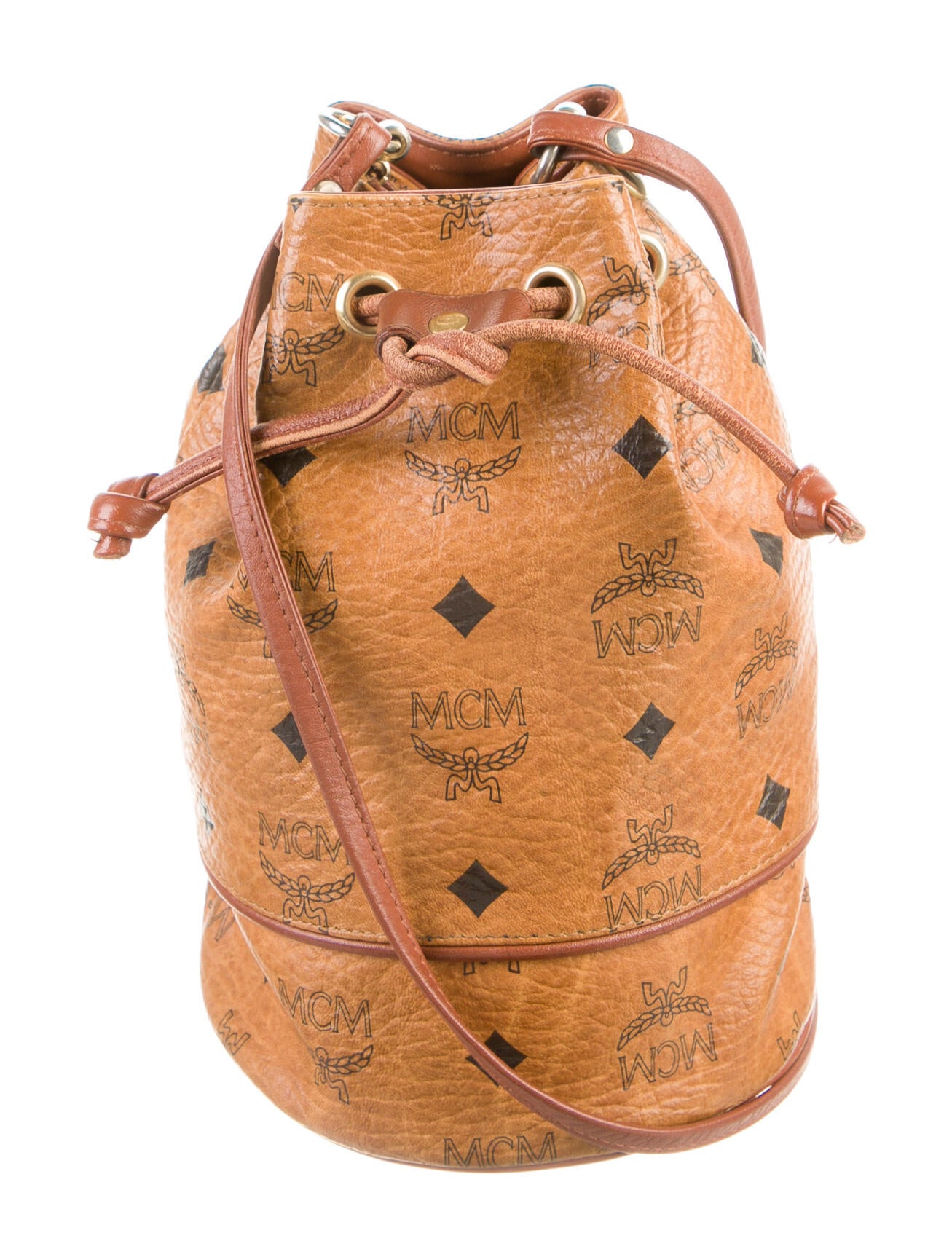 MCM Visetos Mini Bucket Bag - Brown Bucket Bags, Handbags - W3042998 ...