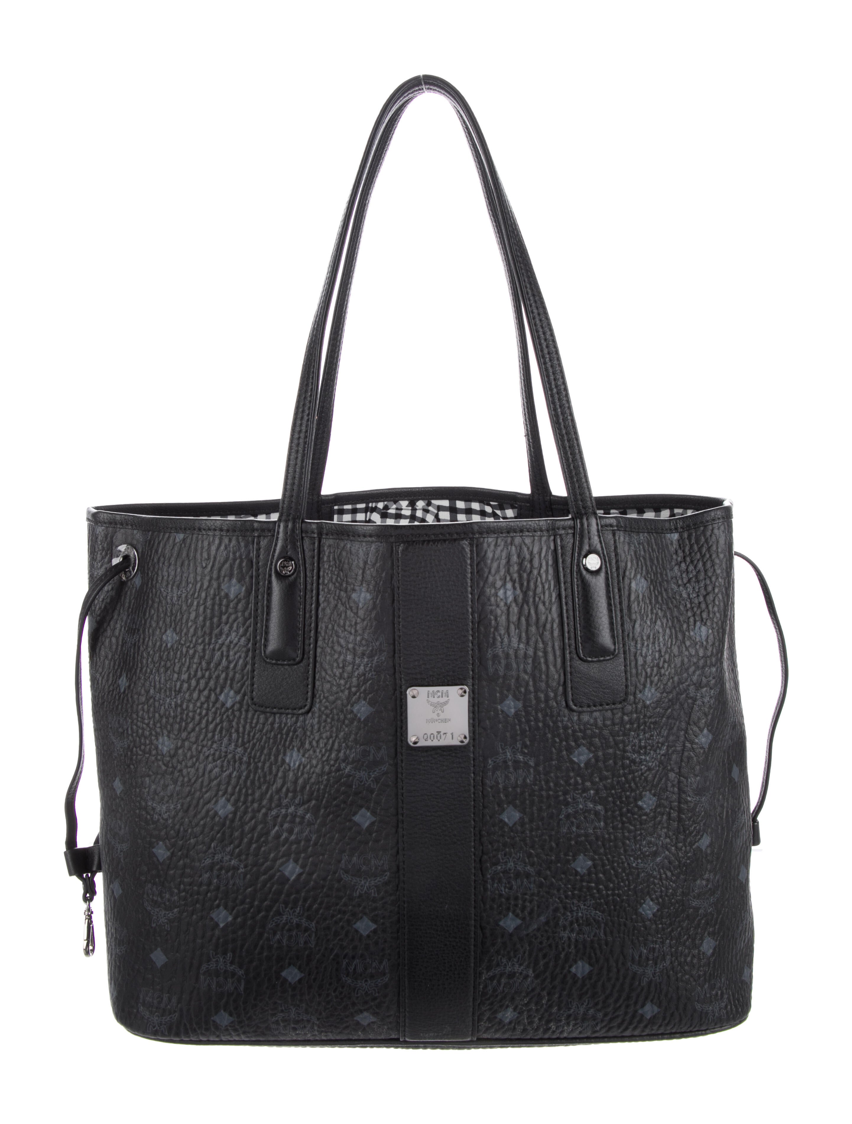 MCM Visetos Reversible Liz Shopper Tote w/ Pouch - Black Totes ...
