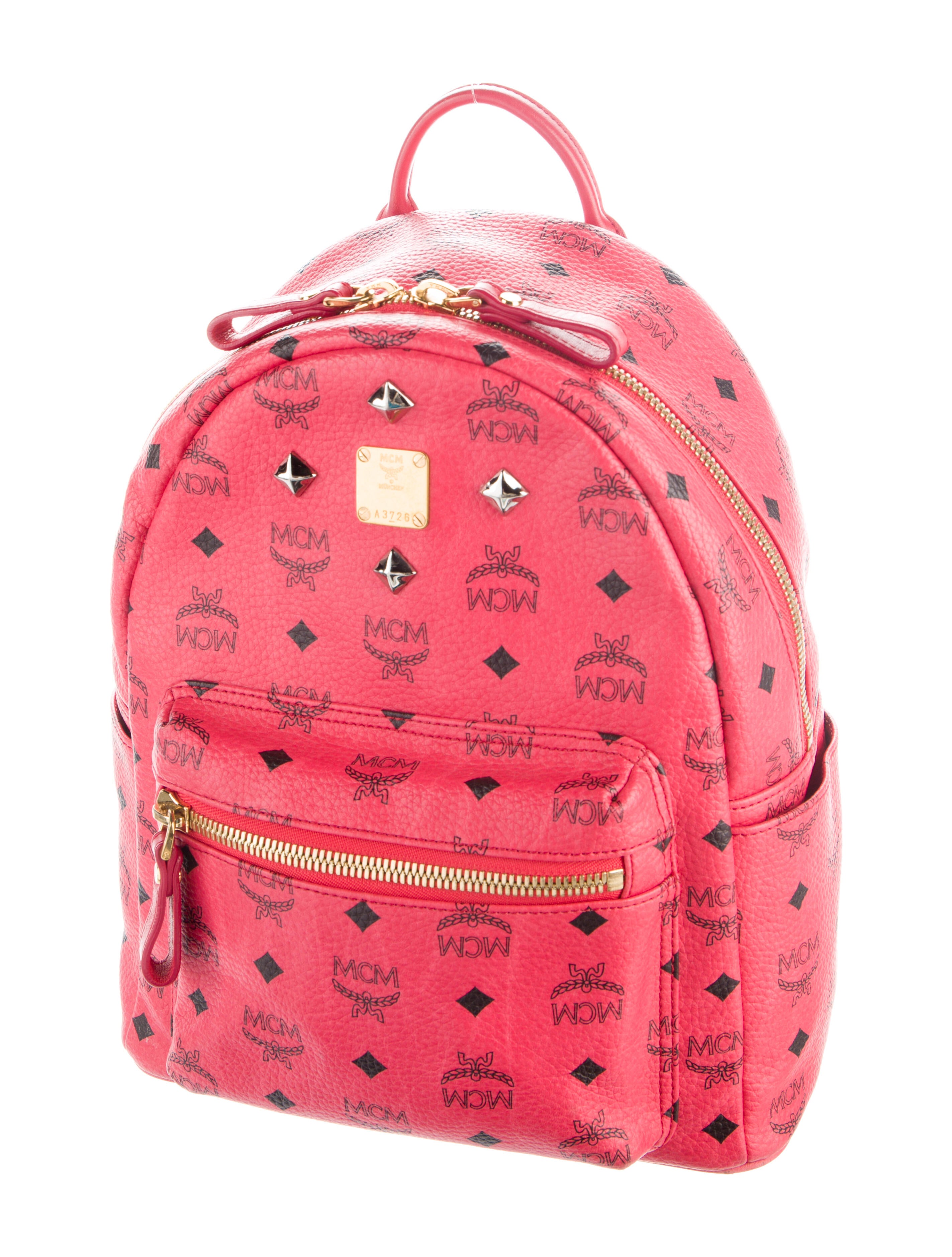 MCM Stark M Stud Backpack - Burgundy Backpacks, Handbags - W3024278 ...
