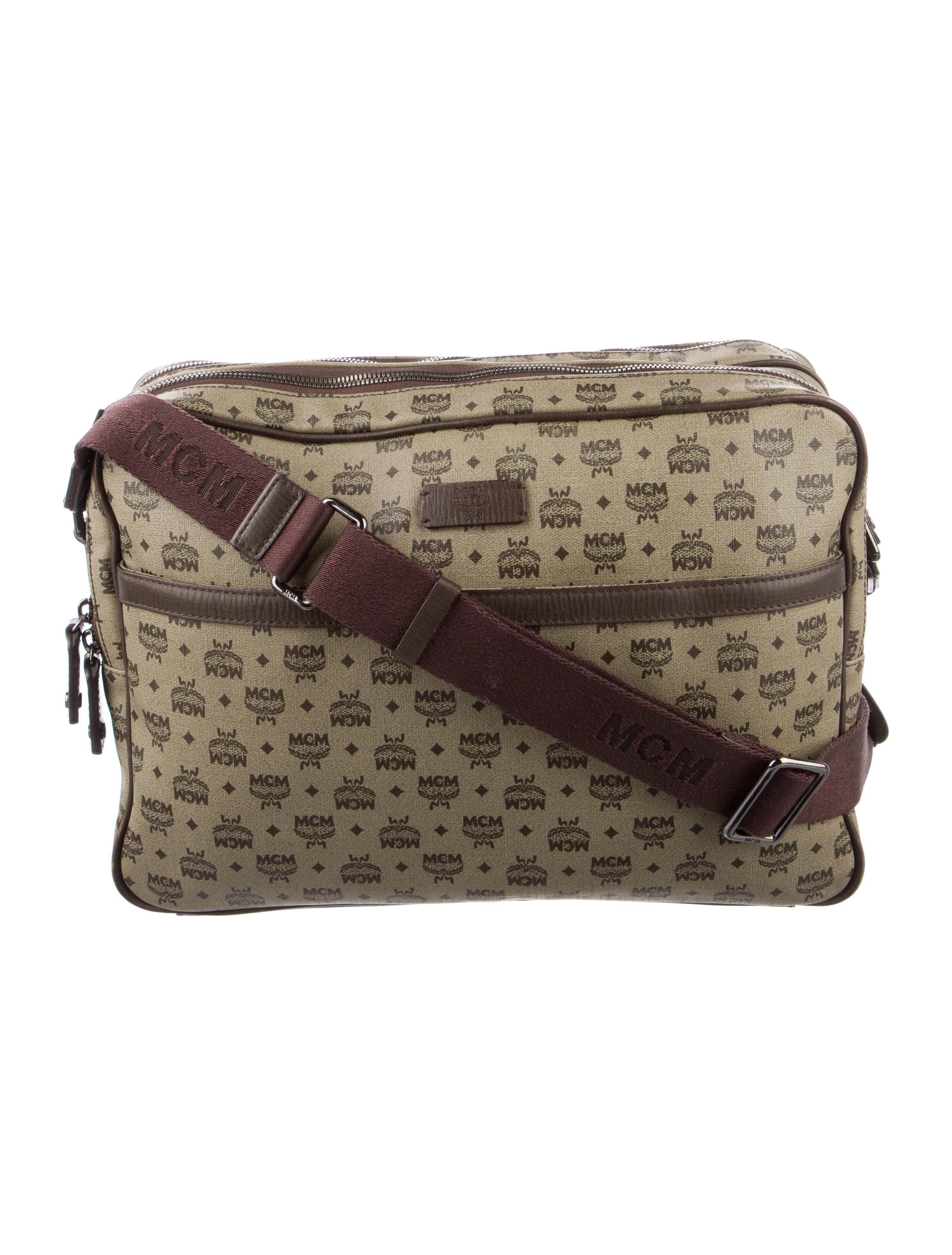 MCM Visetos Leather Trimmed Crossbody Bag - Brown Crossbody Bags ...