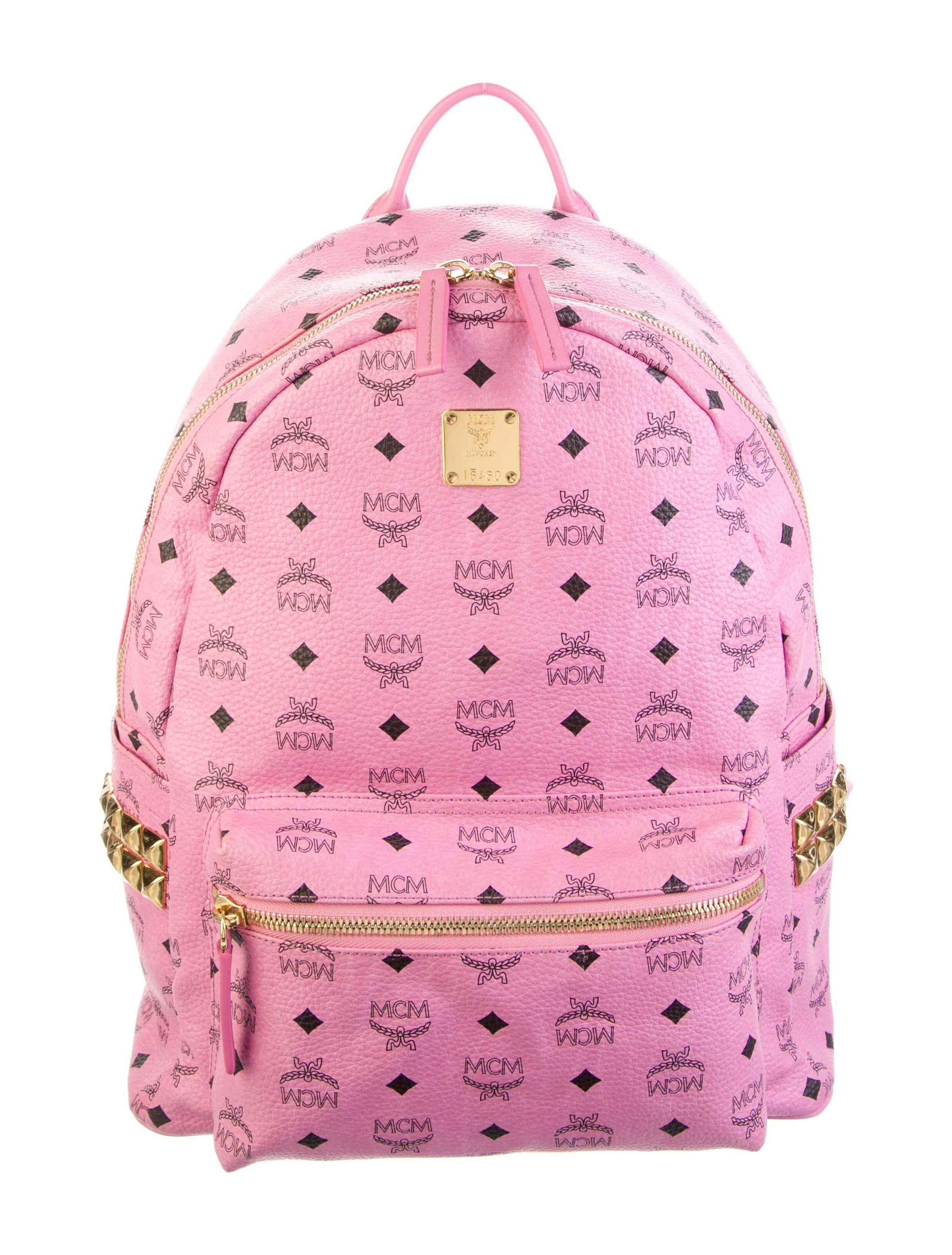 MCM Stark M Stud Backpack - Burgundy Backpacks, Handbags - W3024278 ...