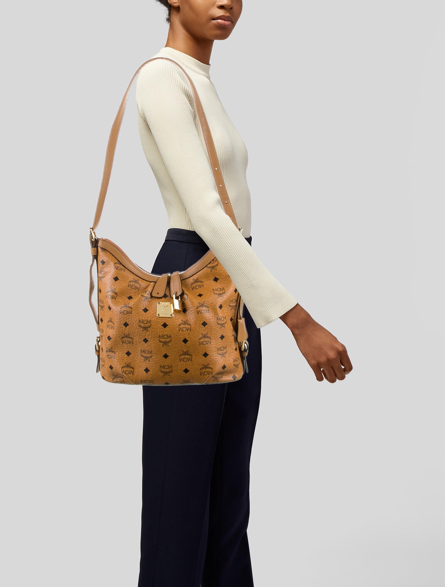 MCM Visetos Bucket Bag - Brown Bucket Bags, Handbags - W3044397 | The ...
